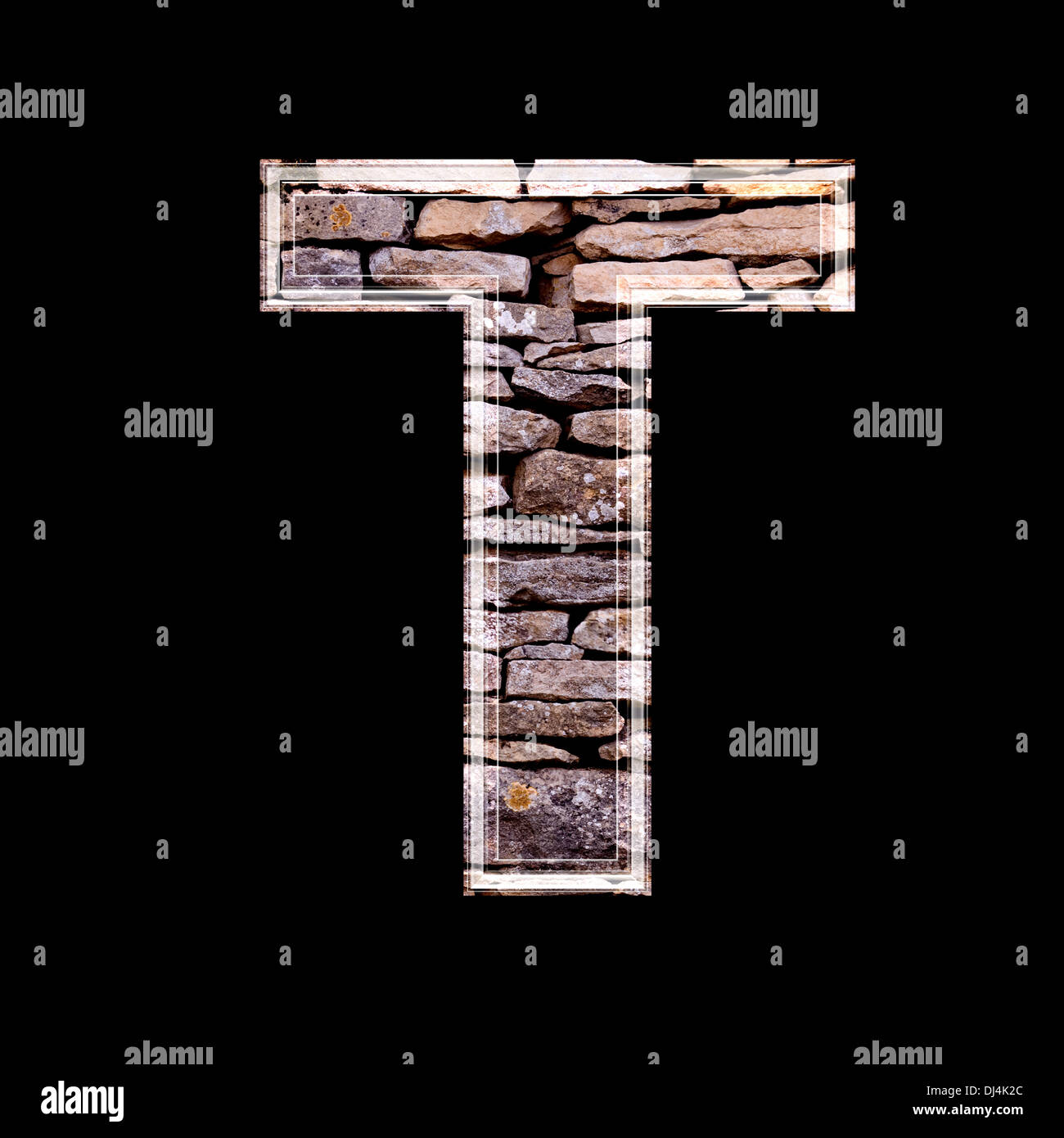Stone wall 3d letter t Stock Photo - Alamy