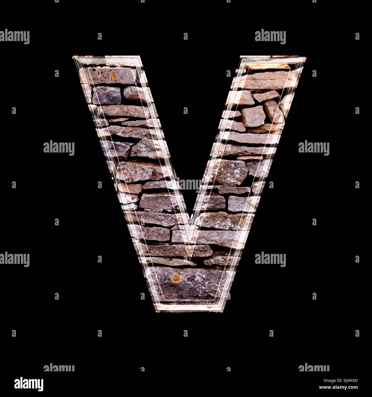 Stone wall 3d letter v Stock Photo - Alamy