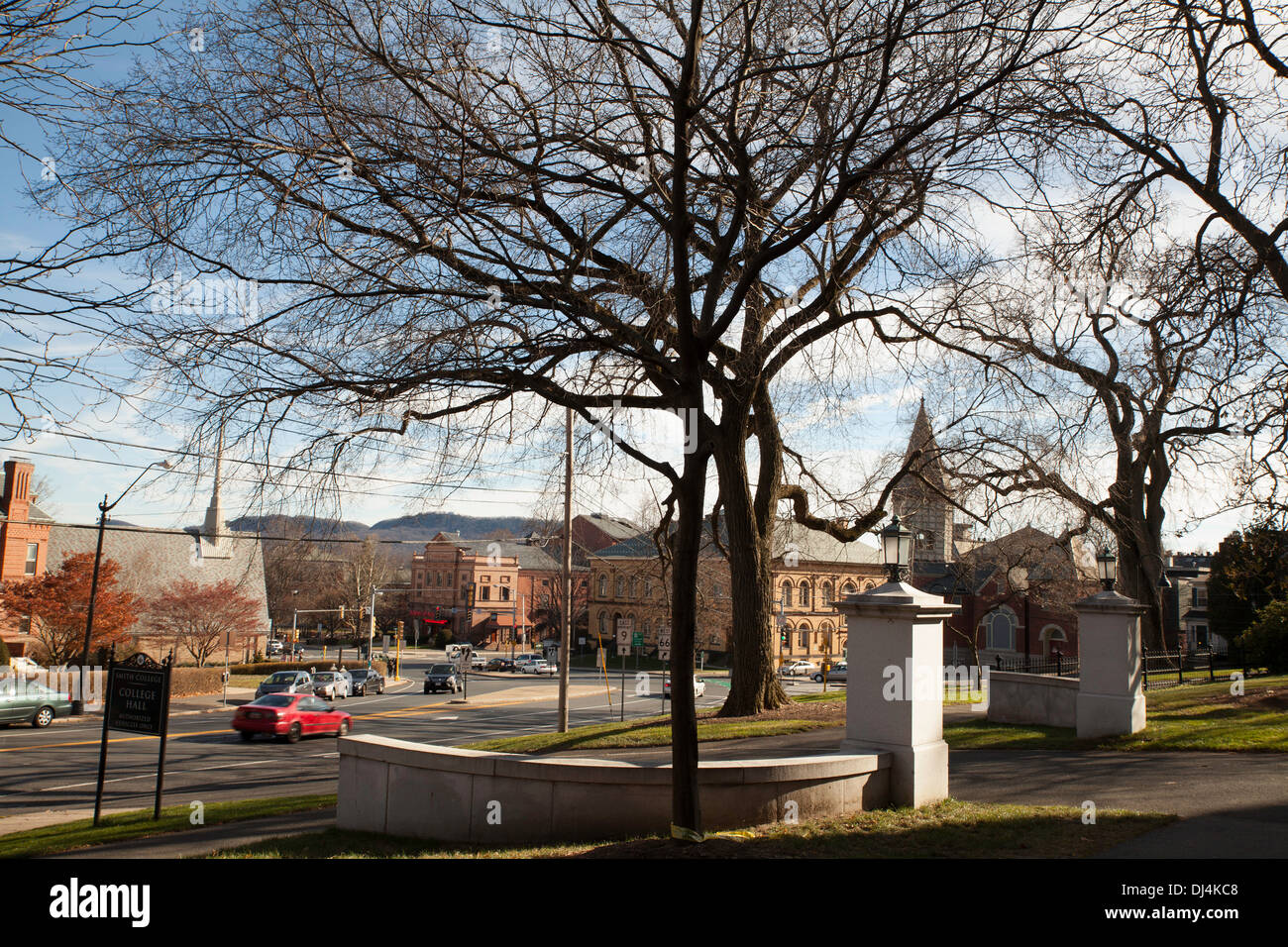 Main Street in downtown Northampton, Massachusetts on a fall afternoon ...