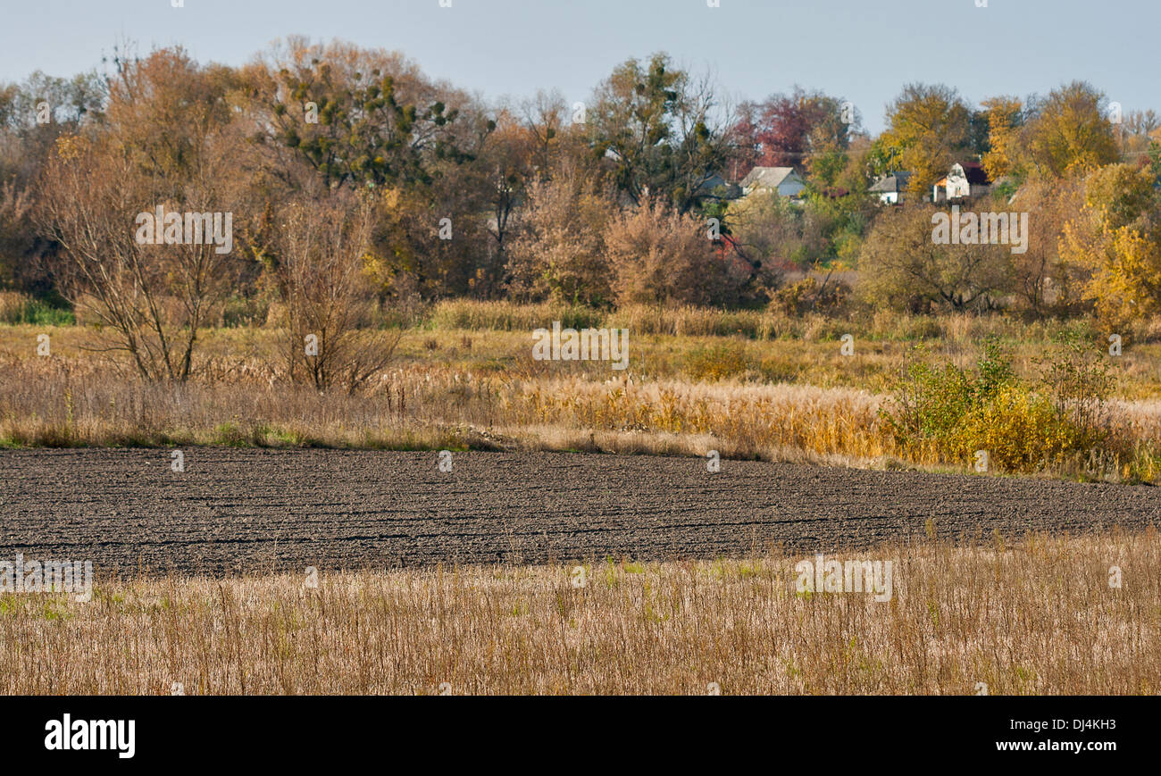 rural landscape with autumn plowed open field Stock Photo - Alamy