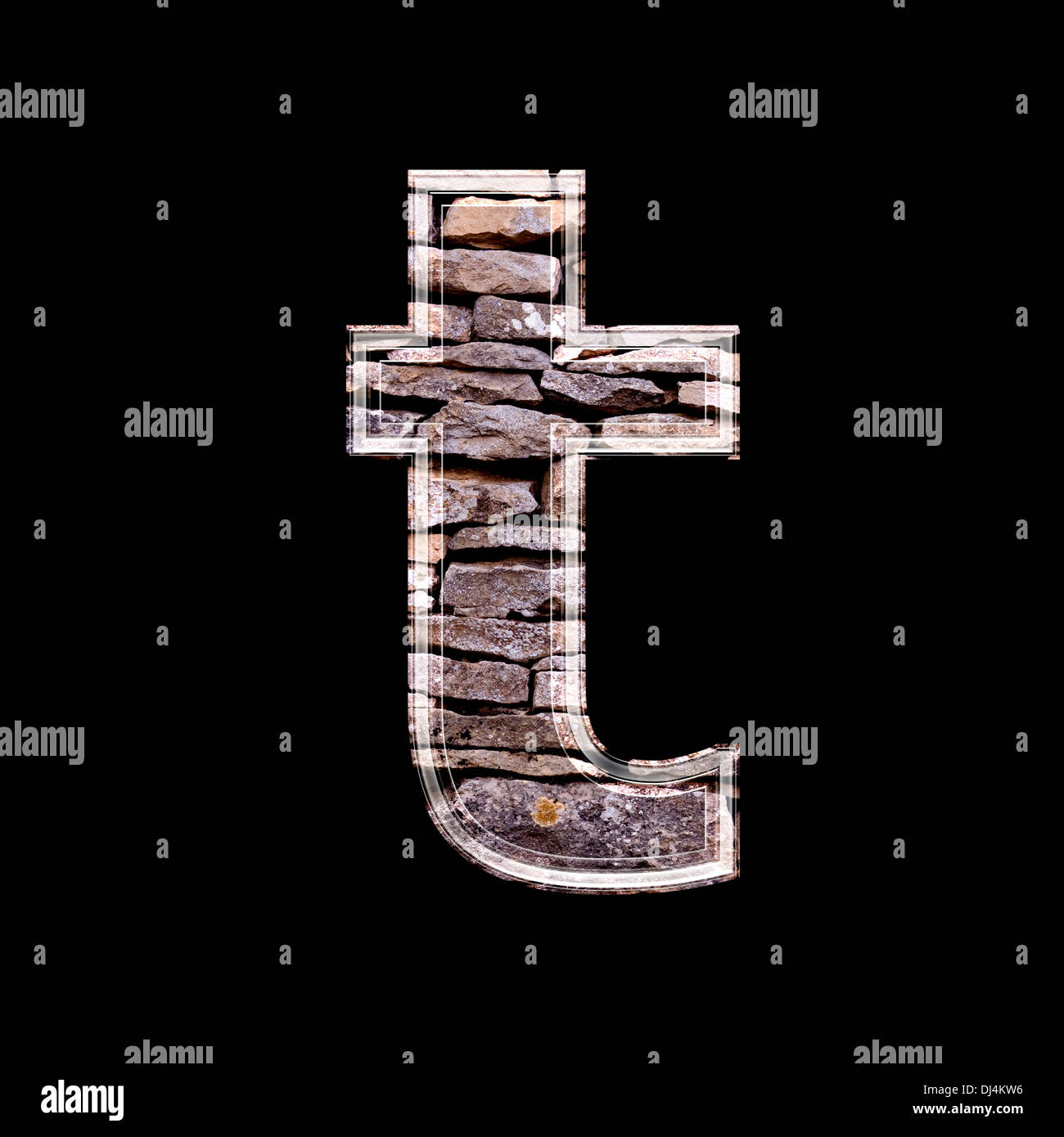Stone wall 3d letter t Stock Photo - Alamy