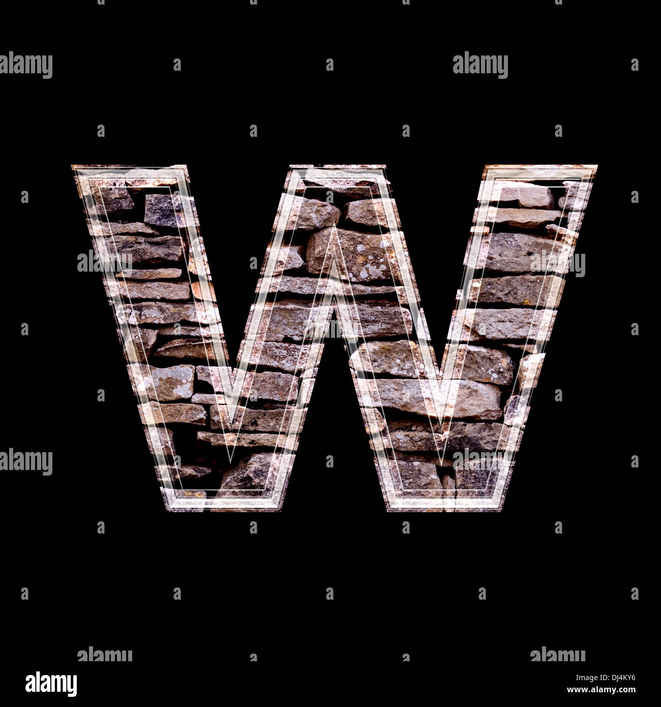 Stone wall 3d letter w Stock Photo - Alamy