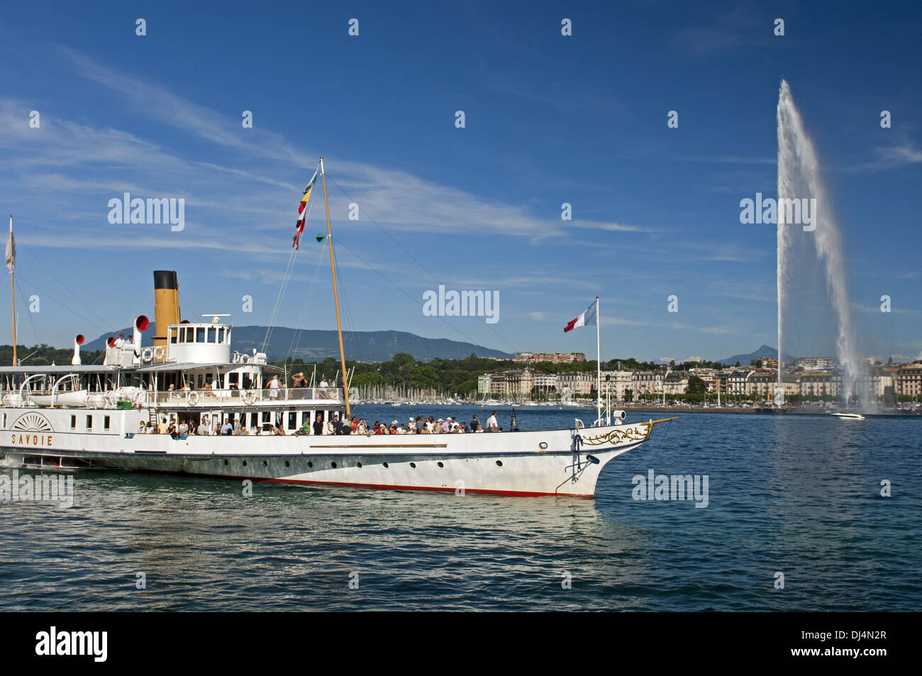 side-wheeler paddle steamer Savoie in Geneva Stock Photo - Alamy