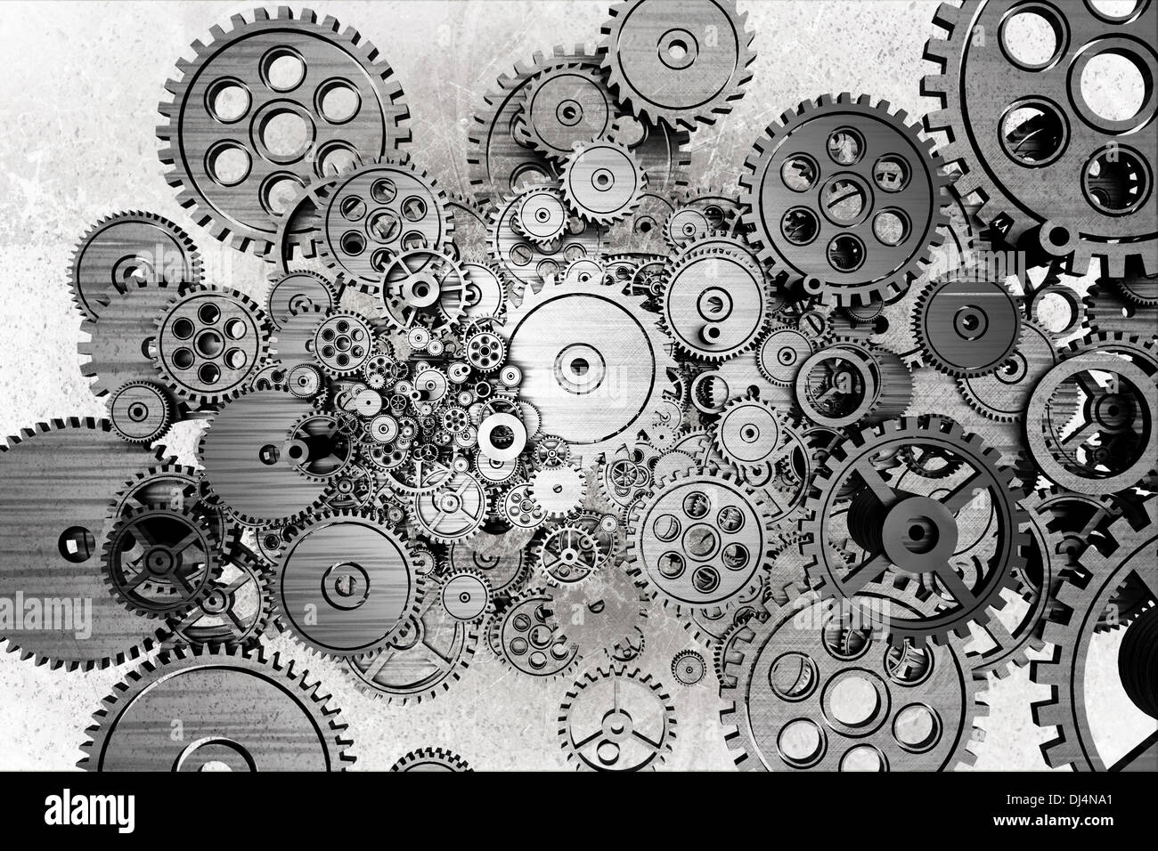 Grunge Gears Background. Black and White Dirty Grunge Mechanical ...