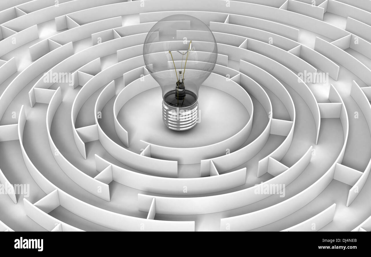 Maze to Light Bulb Stock Photo - Alamy