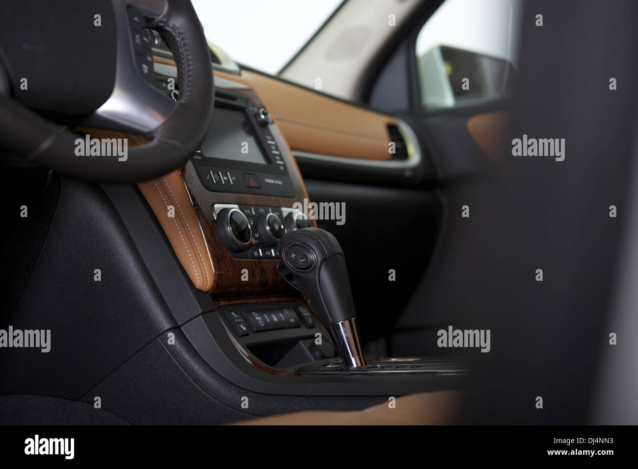 Modern Car Cockpit. Car Interior Design with Automatic Gear Box Stock ...