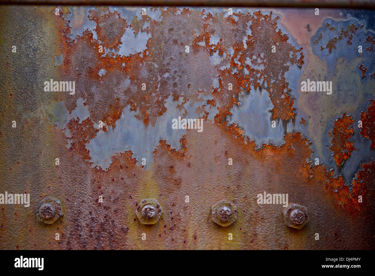 Rusty Metal Board Background Corroded Metal Wall With Rivets Stock