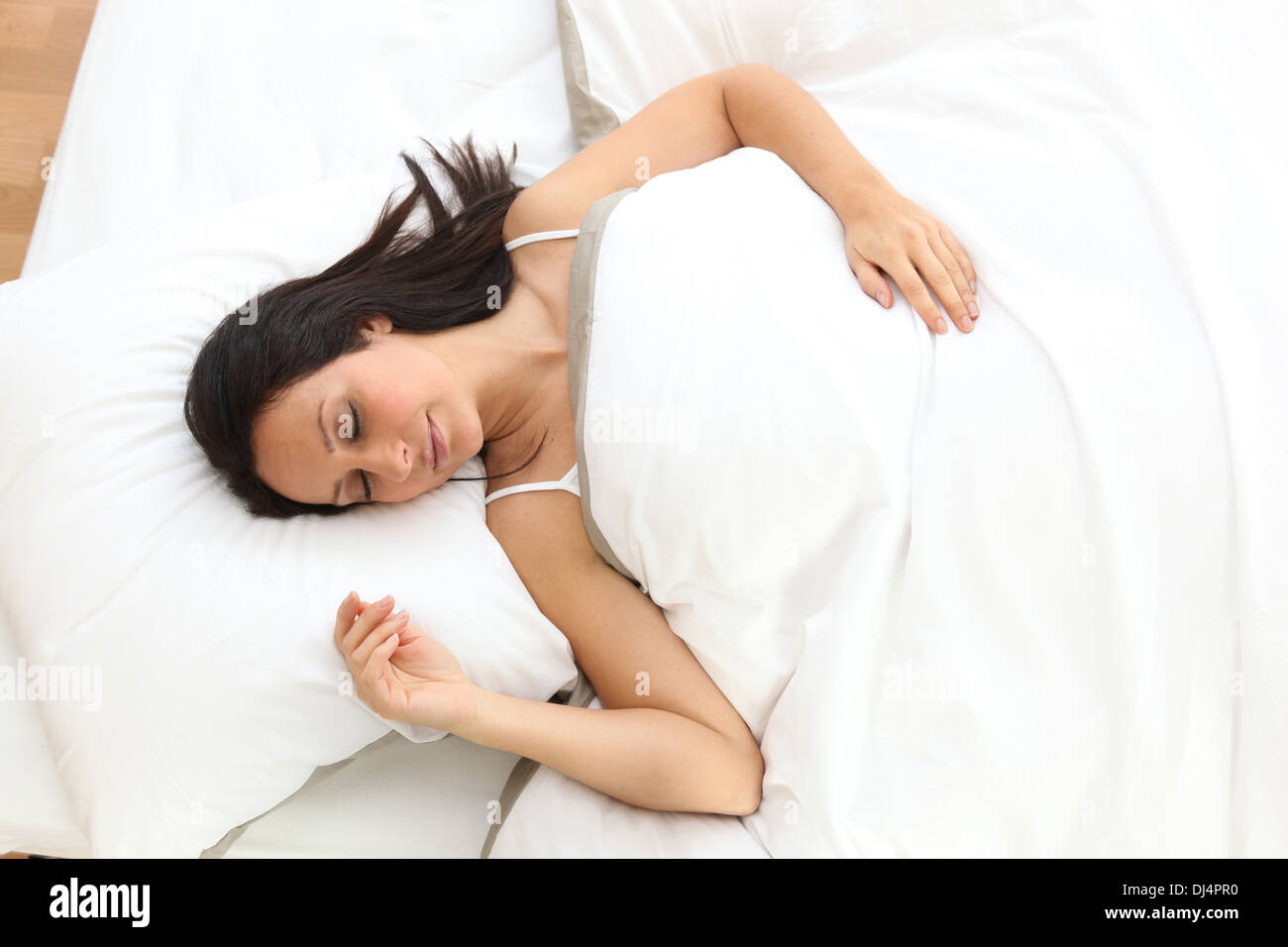 Woman sleeping deeply, top view Stock Photo - Alamy