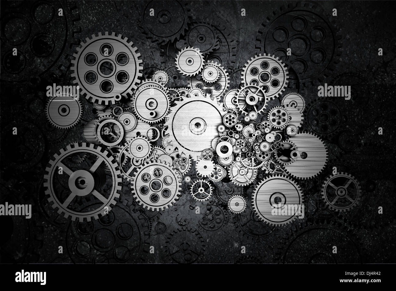 Grunge Cog Wheels and Gears Dark Background Design Stock Photo - Alamy