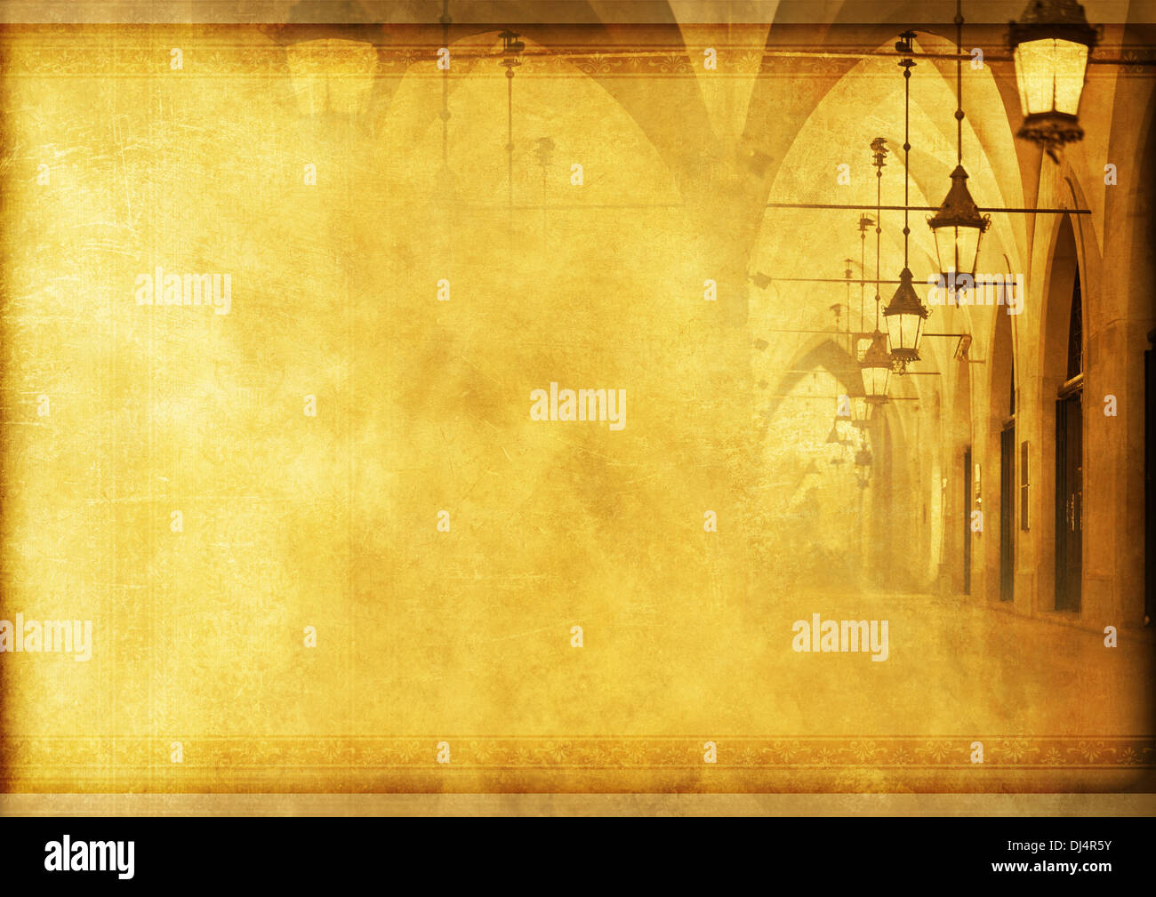 Medieval Vintage Background with Vintage Lighting and Arches. Vintage ...