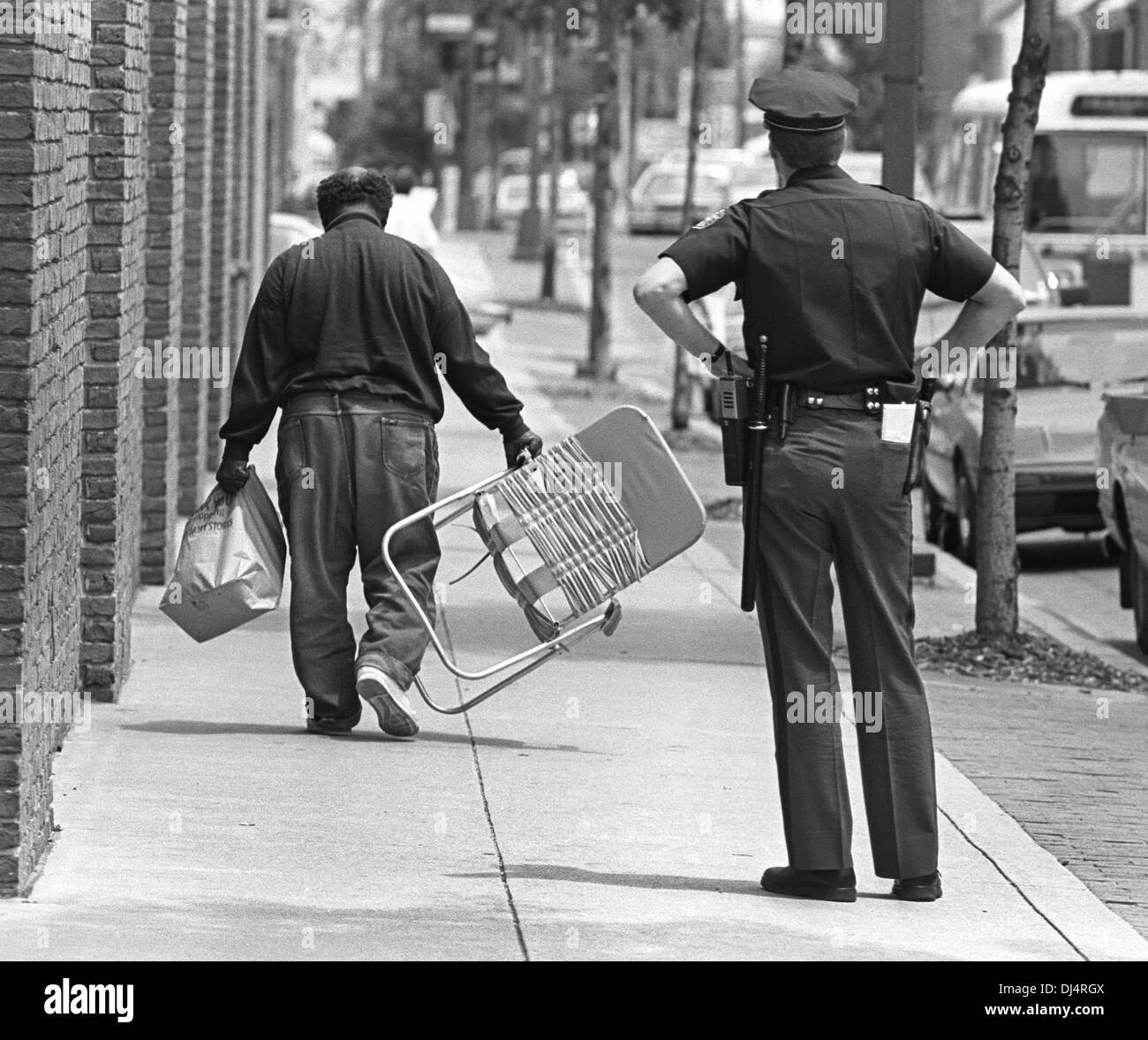 A homeless man is evicted by the police, Frederick Maryland, 1988 ...