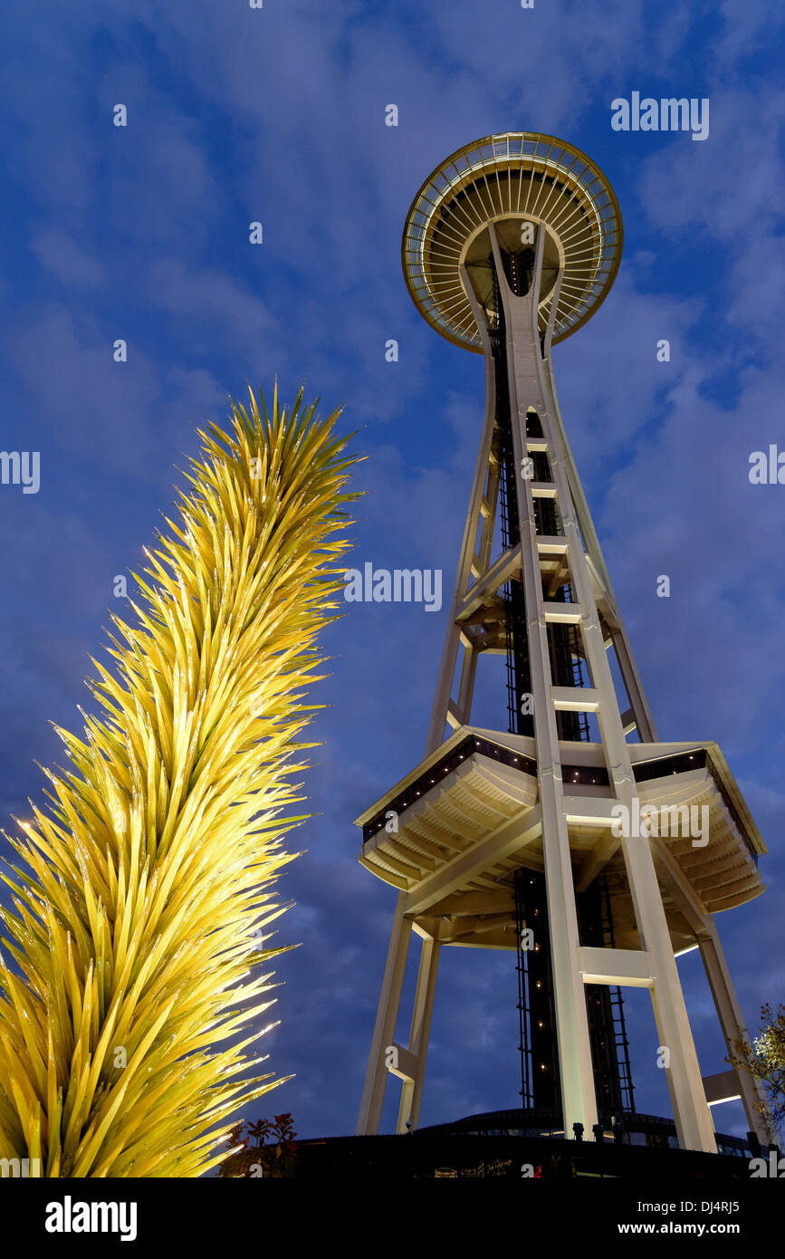 Space Needle and Chihuly glass tree, Seattle Centre, Seattle ...