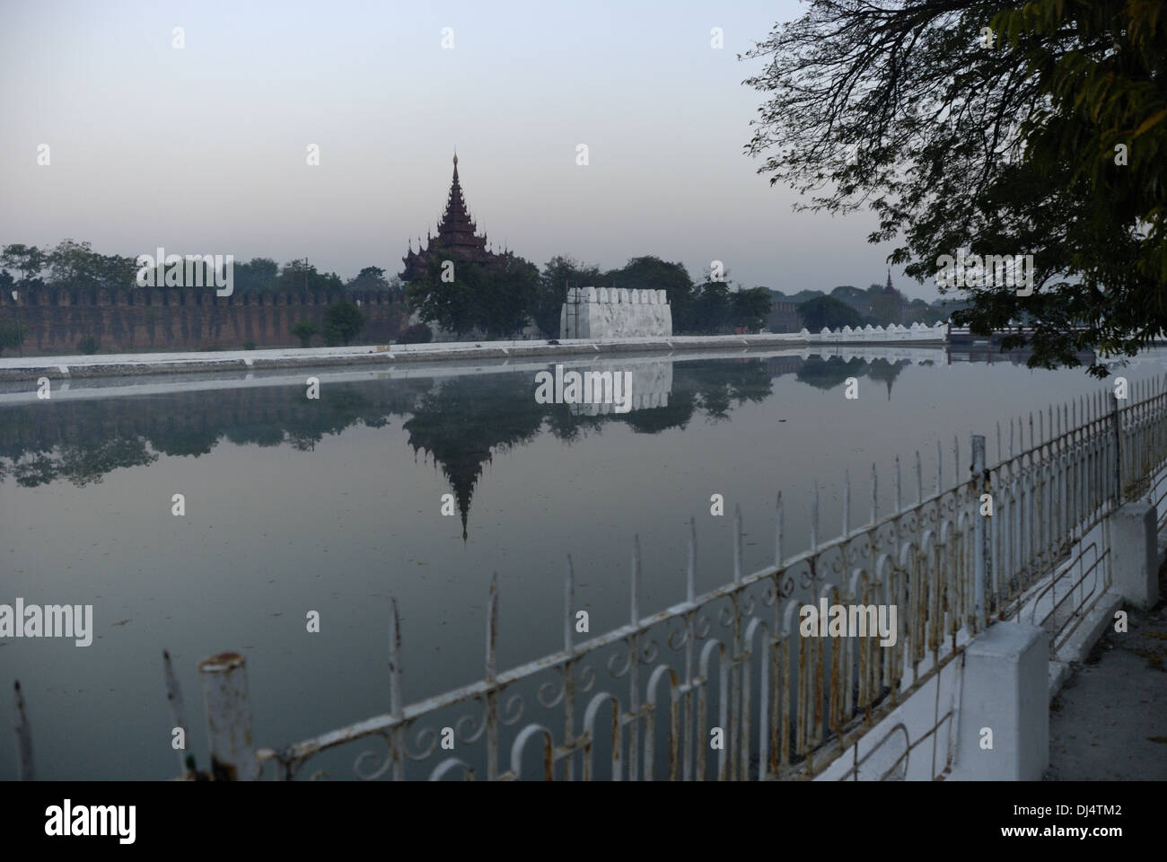 Dawn at the moat in Mandalay Stock Photo - Alamy