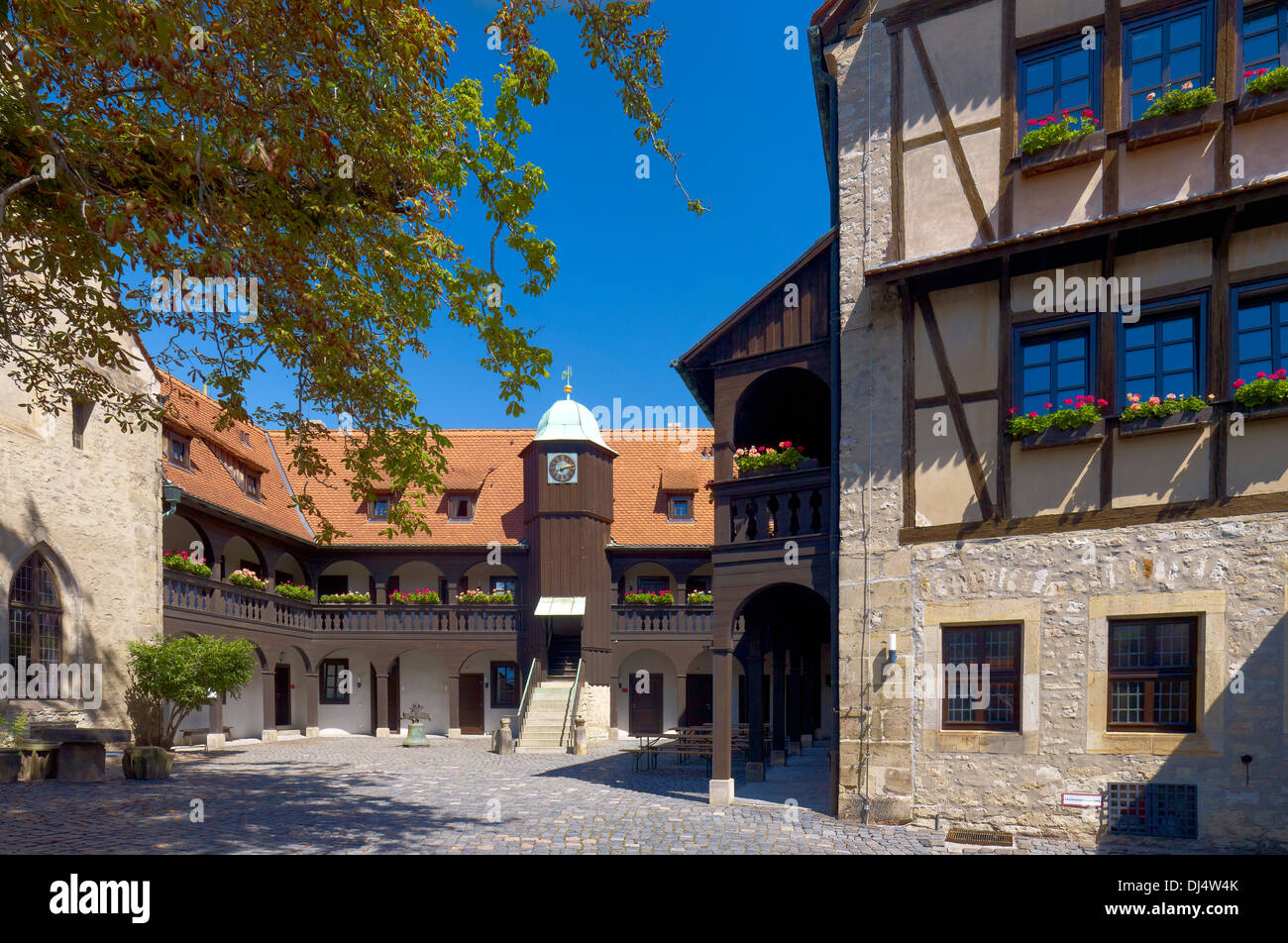 Renaissance courtyard of the Augustinian monastery in Erfurt, Thuringia ...