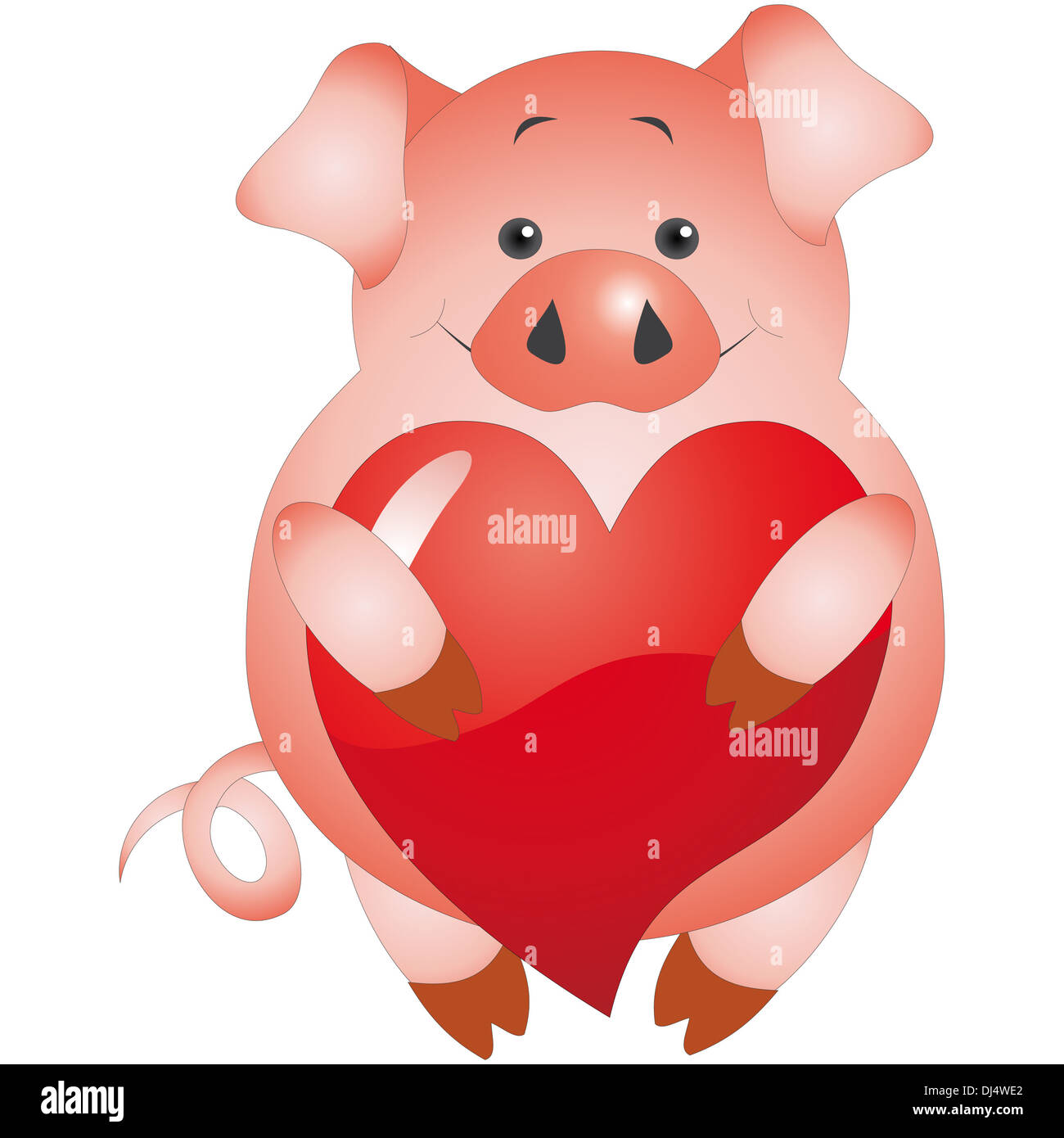 Pig with Heart Illustration Stock Photo - Alamy