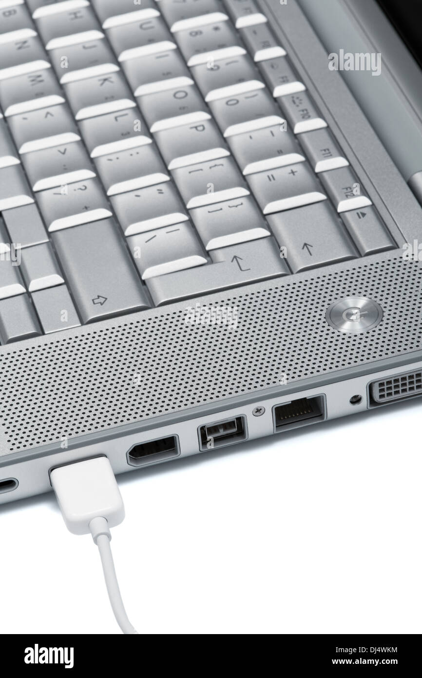 Connection to modern laptop Stock Photo - Alamy