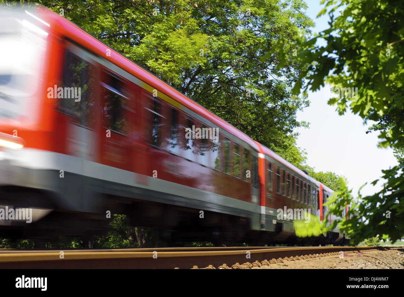 red passenger train Stock Photo - Alamy