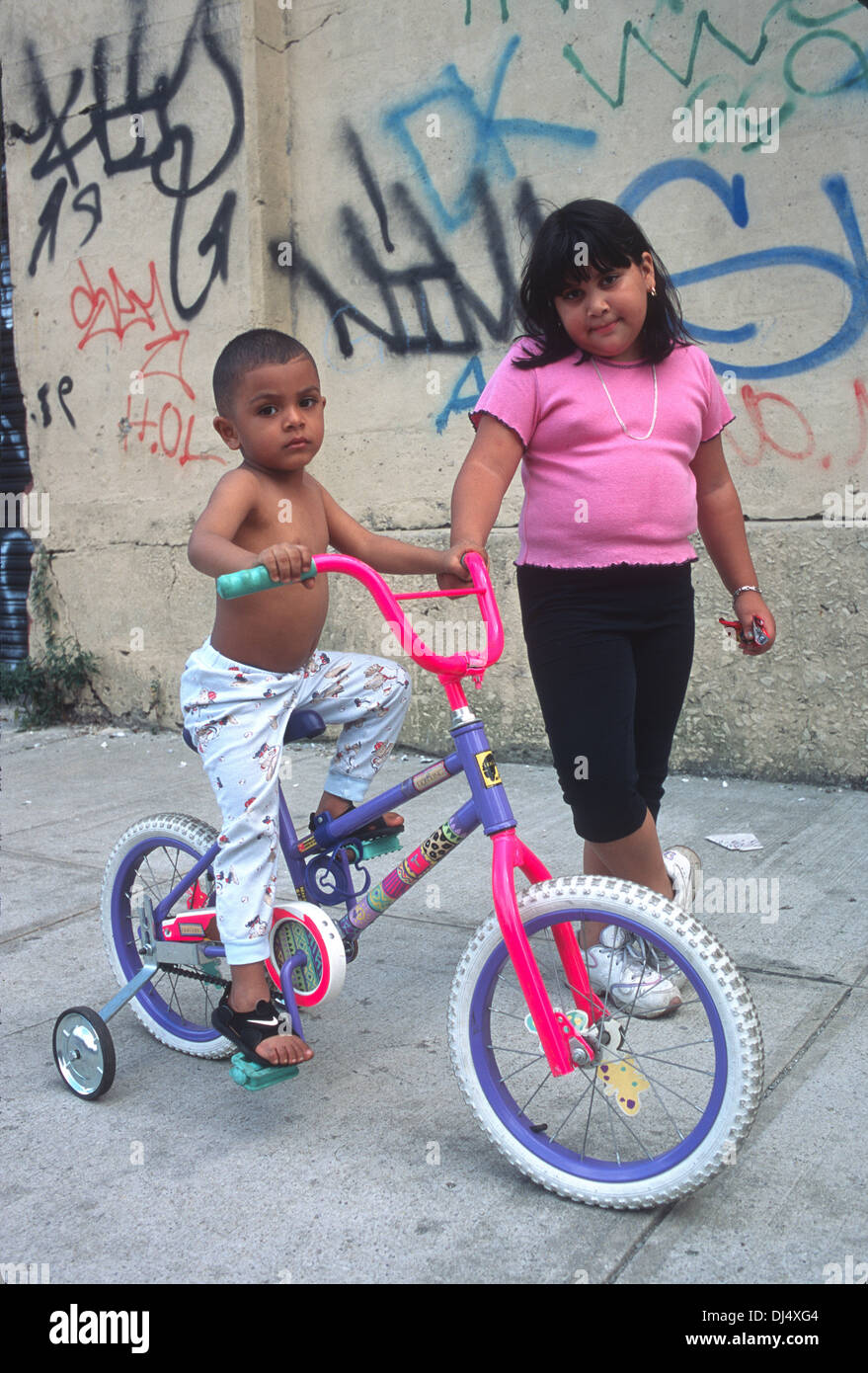 Children playing in their neighborhood in Bushwick, Brooklyn, NY Stock ...
