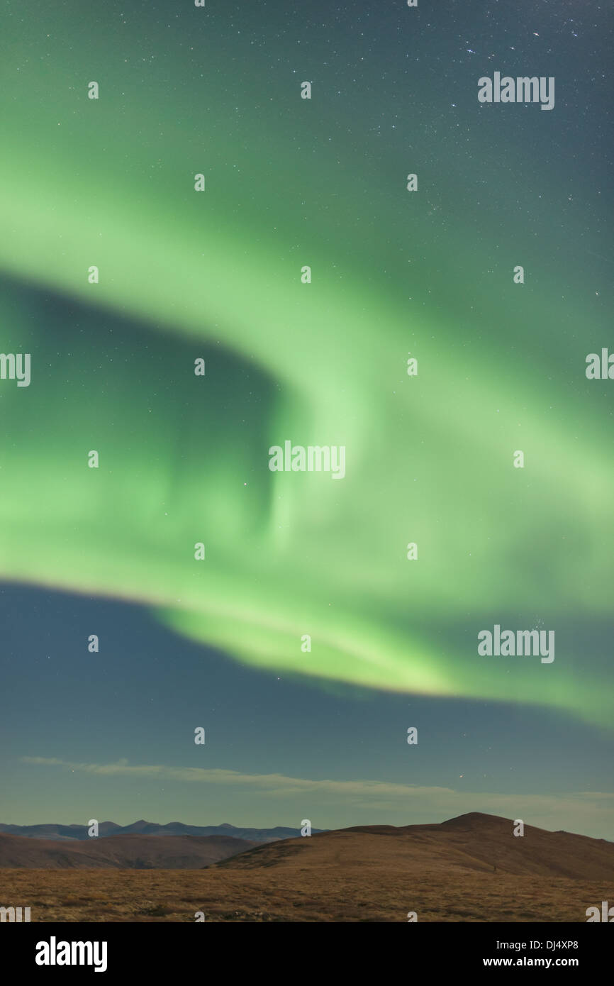 Northern Lights Above Eagle Summit And Pinelle Mountain Range Along The ...