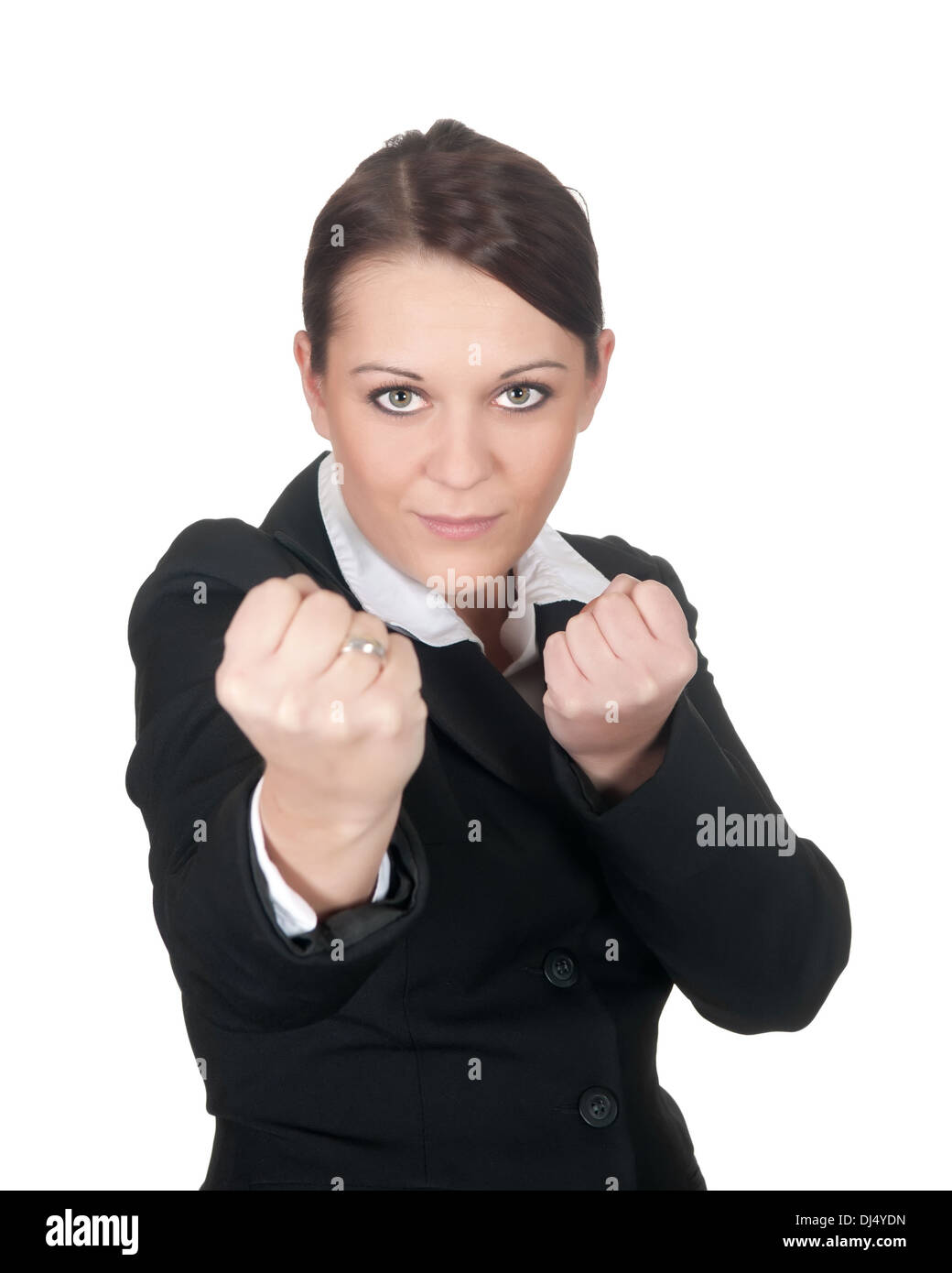 Aggressive young woman fighting with fist hi-res stock photography and ...