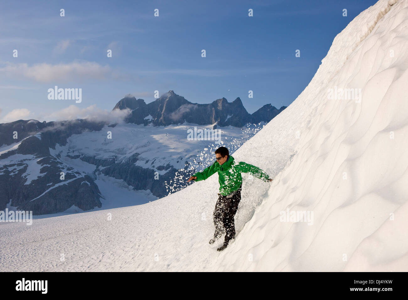 Composite Hiker/Trekker Having Fun While Exploring The Juneau Ice Field ...