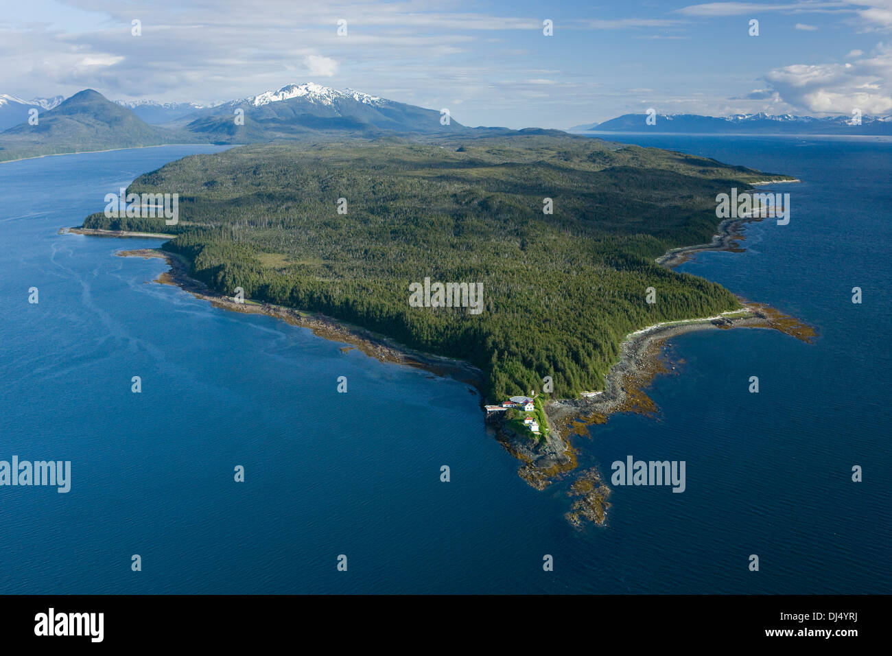 Aerial View Of Point Retreat Light House At The Tip Of Mansfield ...