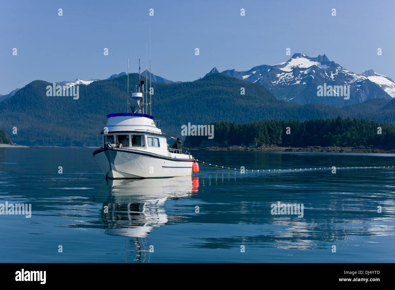A Commercial Gill Net Vessel Works The Calm Waters Of Lynn Canal In ...