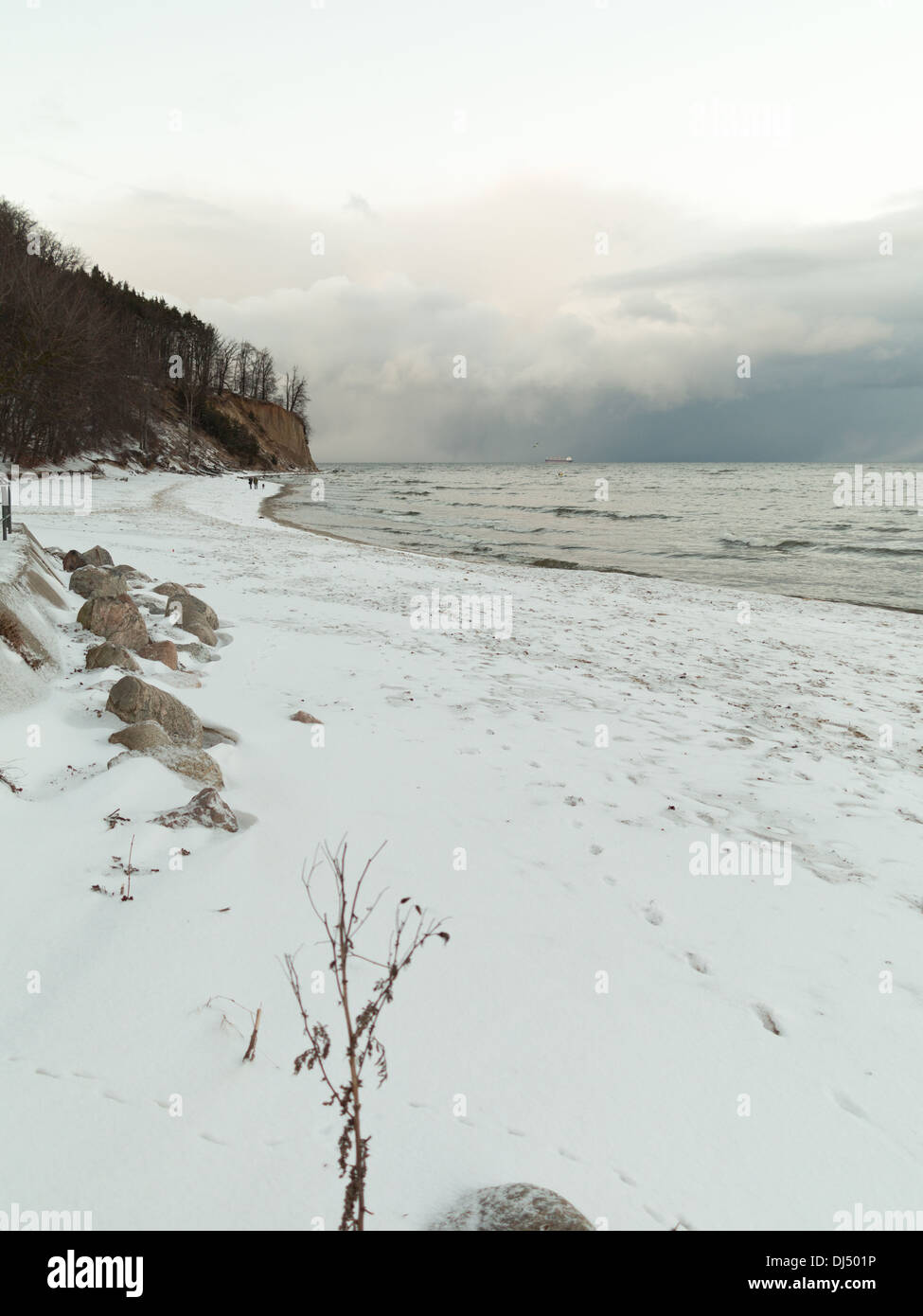 Baltic sea bay Gdynia cliff in Orlowo Poland. Beautiful winter ...