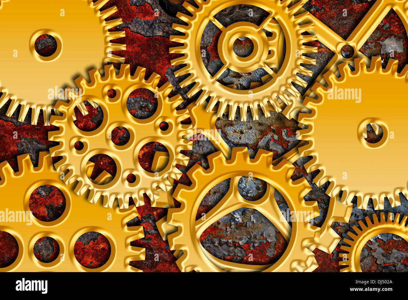 Gold Metal Gears on Grunge Texture Background Stock Photo - Alamy