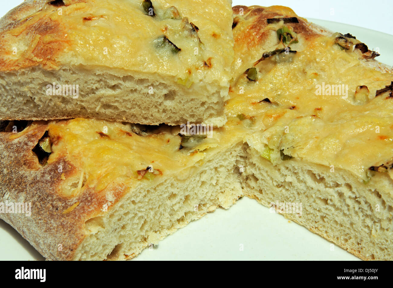 Parmesan cheese and spring onion Focaccia bread Stock Photo - Alamy