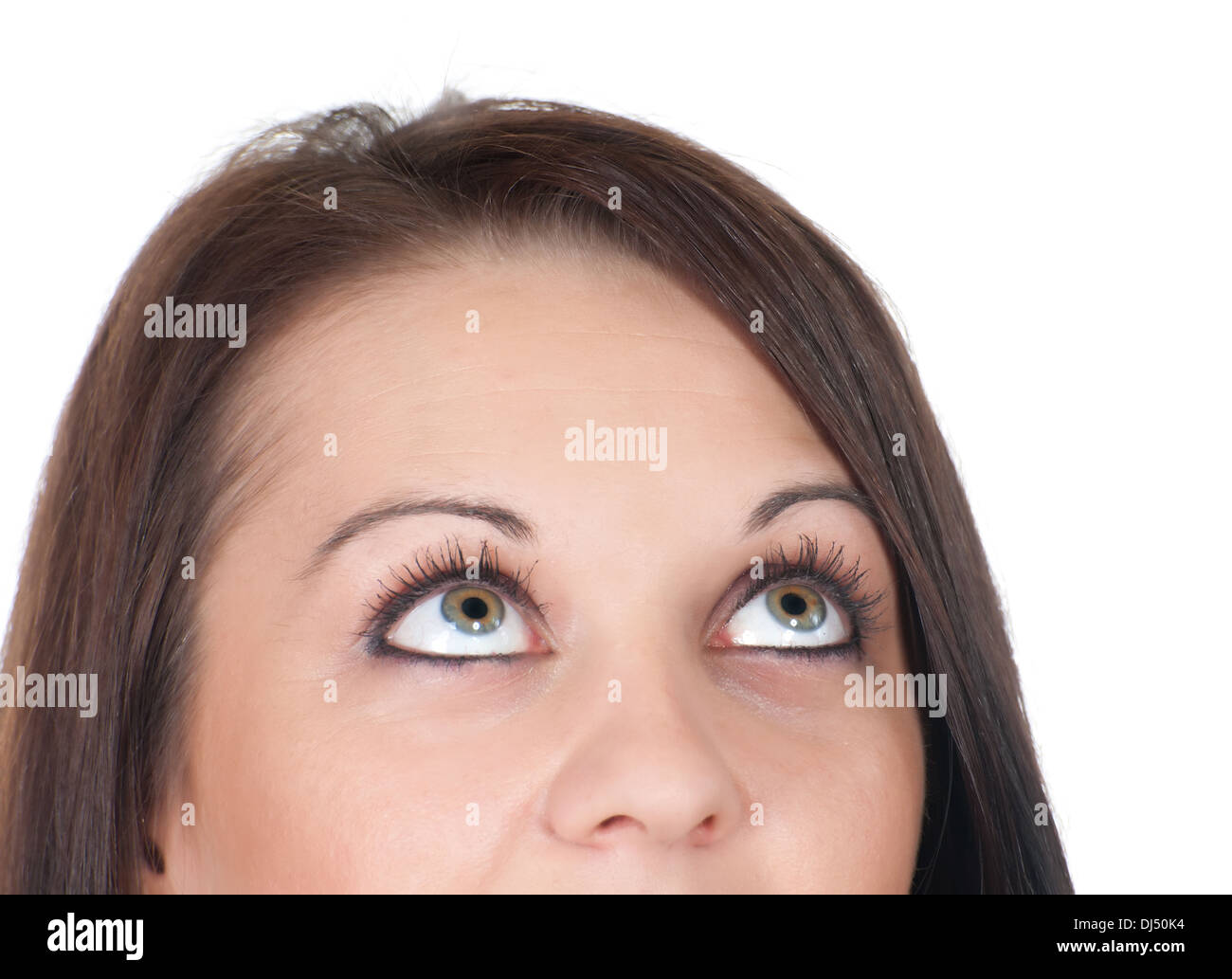 pretty young woman looking up Stock Photo - Alamy