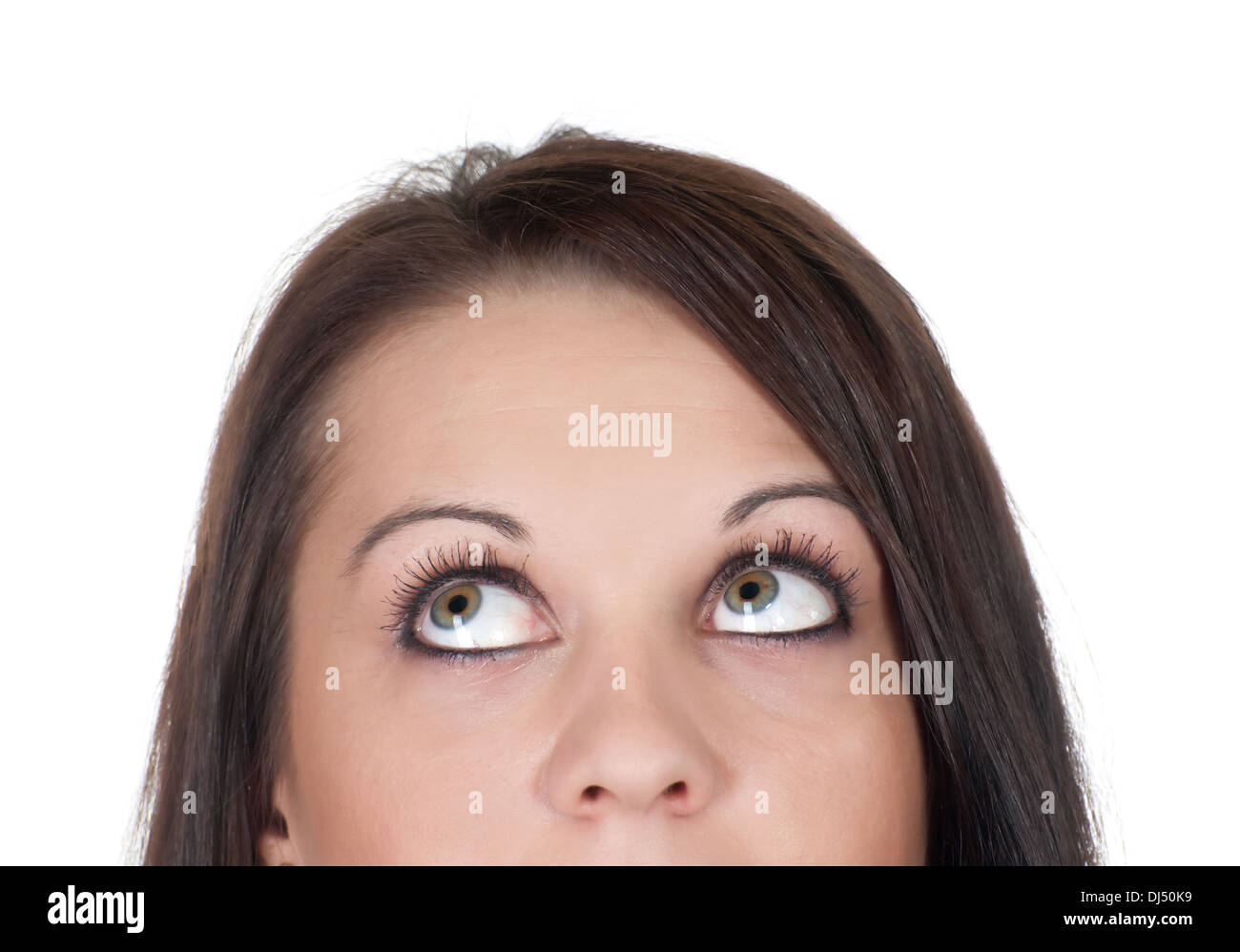 pretty young woman looking up Stock Photo - Alamy