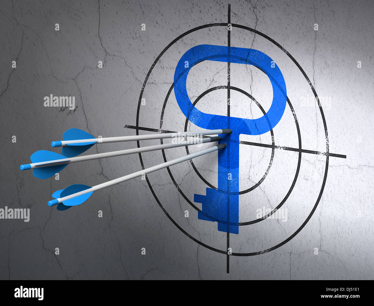 Safety concept: arrows in Key target on wall background Stock Photo - Alamy