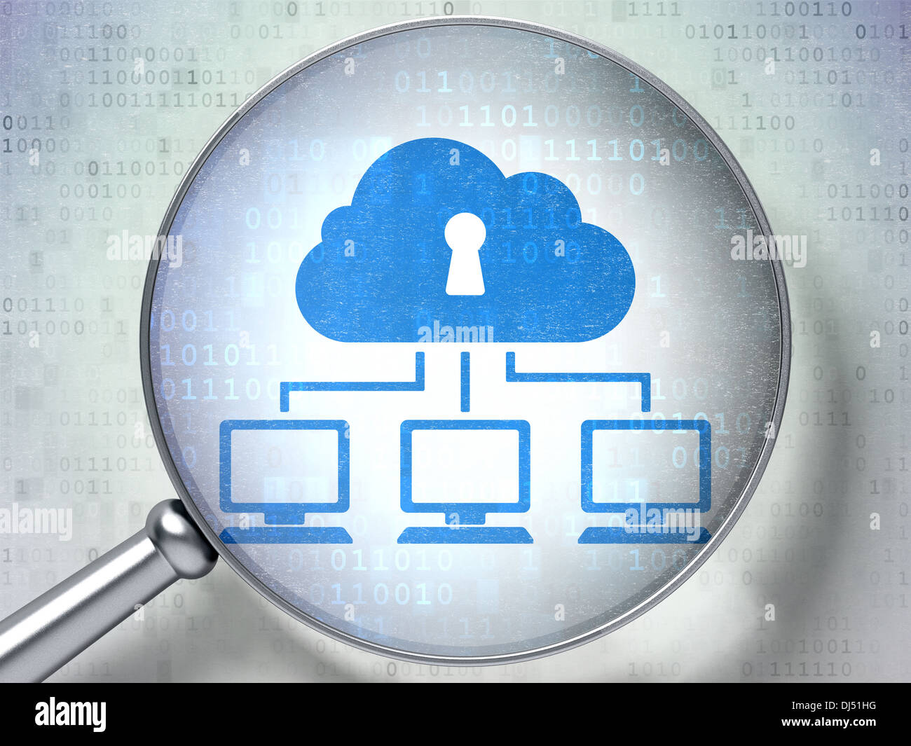 Cloud computing concept: Cloud Network with optical glass Stock Photo ...