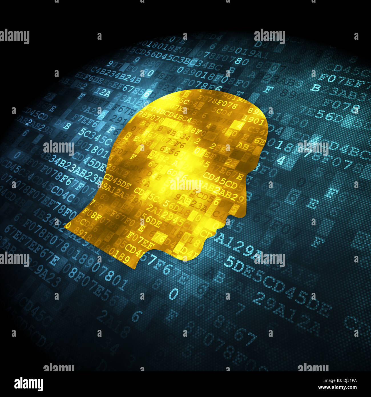 Data concept: Head on digital background Stock Photo - Alamy