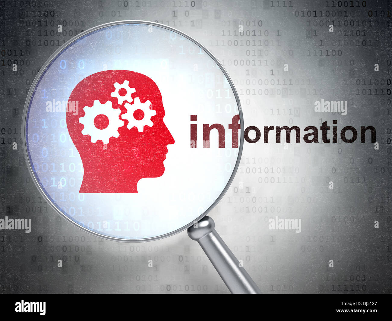 Information concept: Head With Gears and Information Stock Photo - Alamy