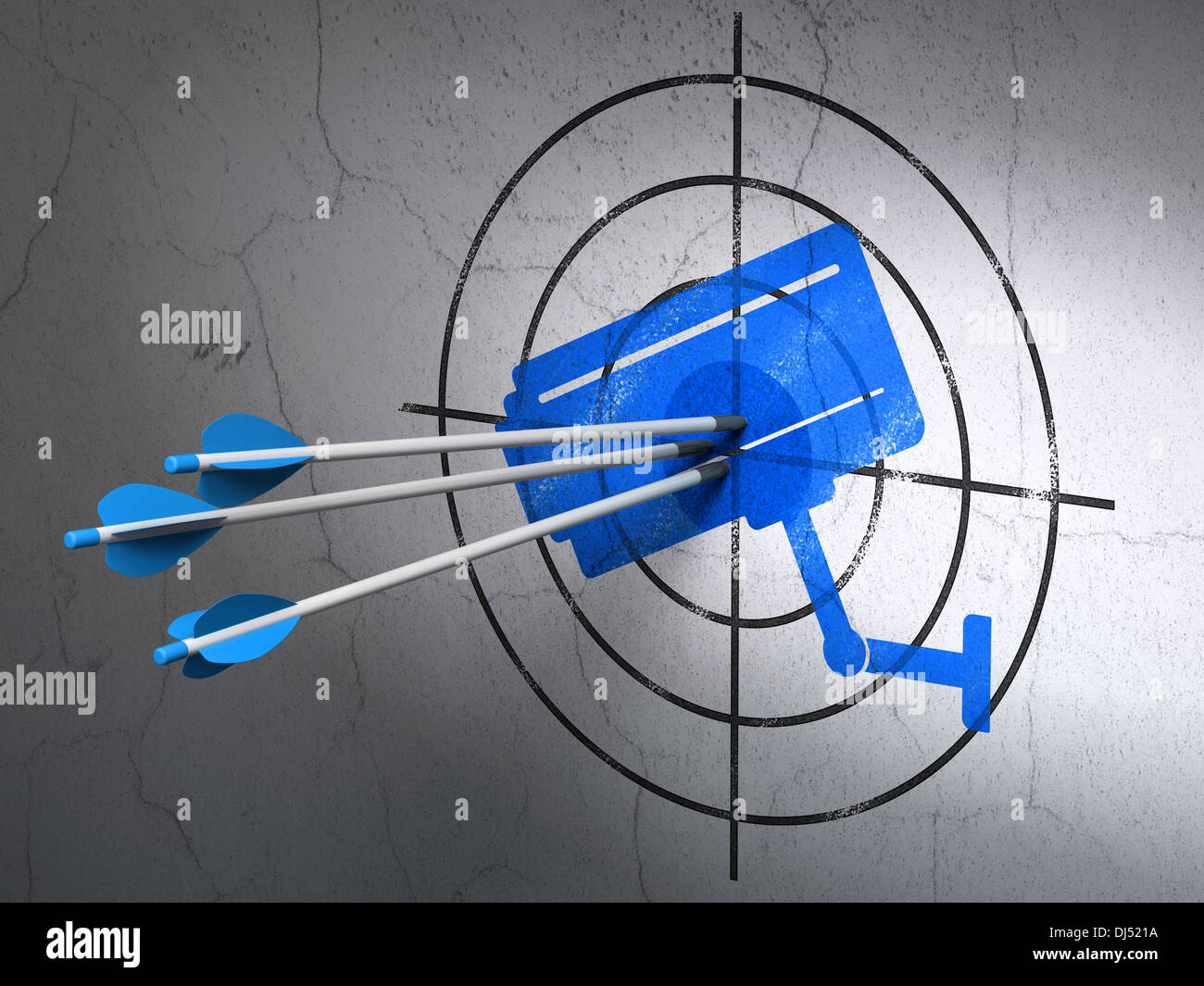 Protection concept: arrows in Cctv Camera target on wall Stock Photo ...