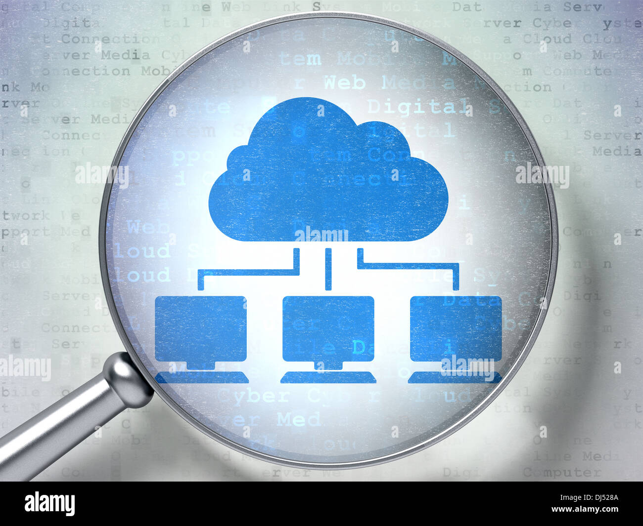 Cloud networking concept: Cloud Network with optical glass Stock Photo ...
