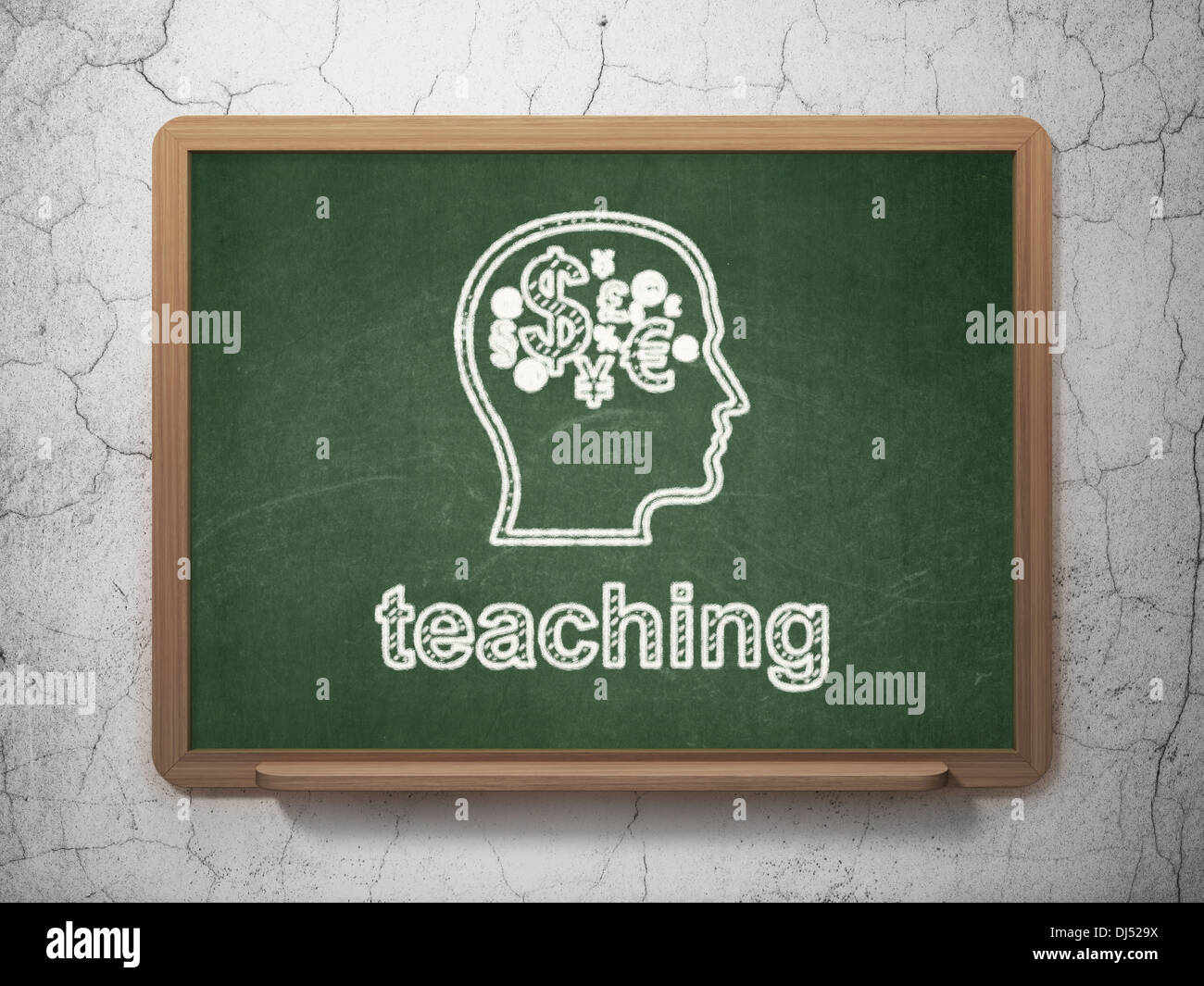 Education concept: Head With Finance Symbol and Teaching Stock Photo ...