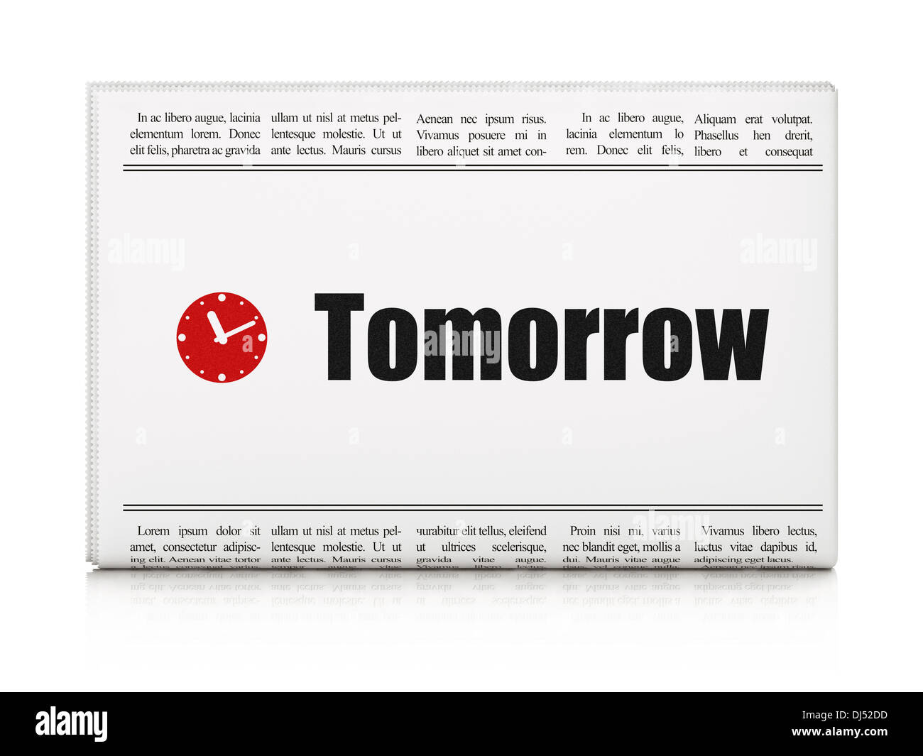 Time concept: newspaper with Tomorrow and Clock Stock Photo - Alamy