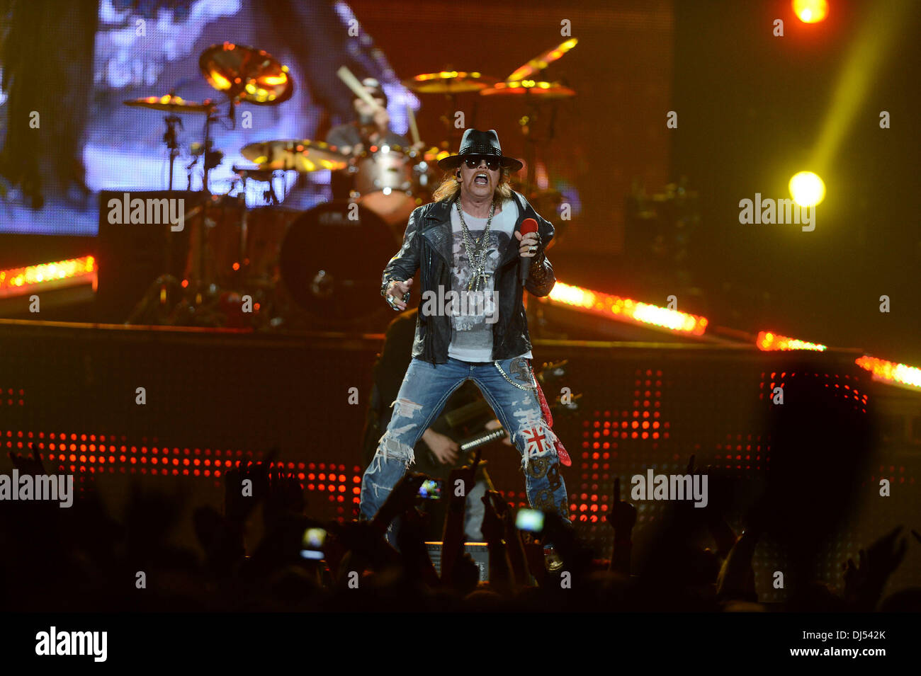 Axl Rose of Guns' N' Roses performing at the O2 Arena. London, England ...