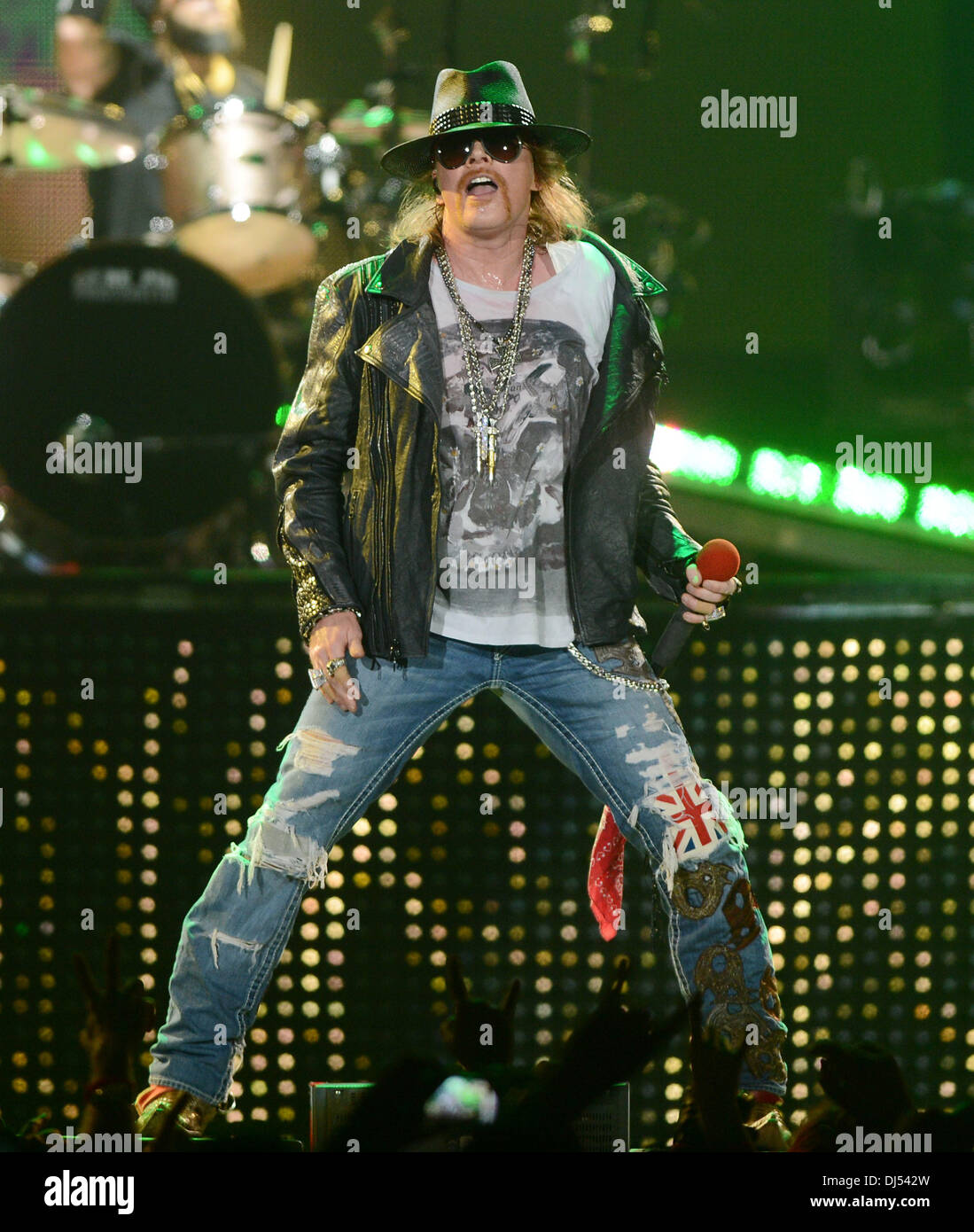 Axl Rose of Guns' N' Roses performing at the O2 Arena. London, England ...