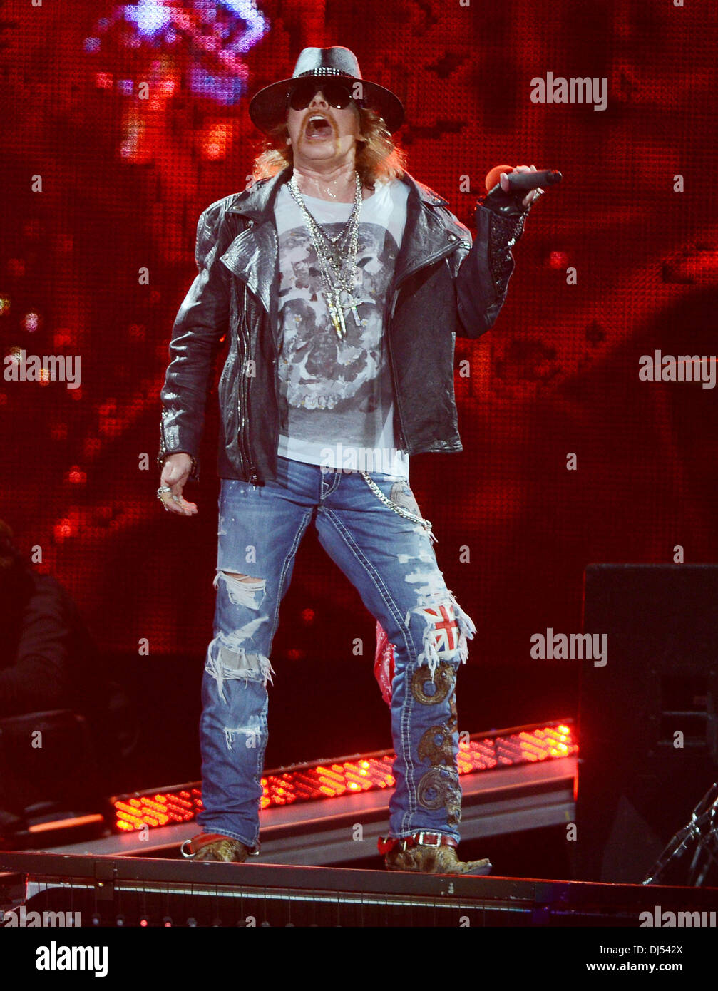 Axl Rose of Guns' N' Roses performing at the O2 Arena. London, England ...