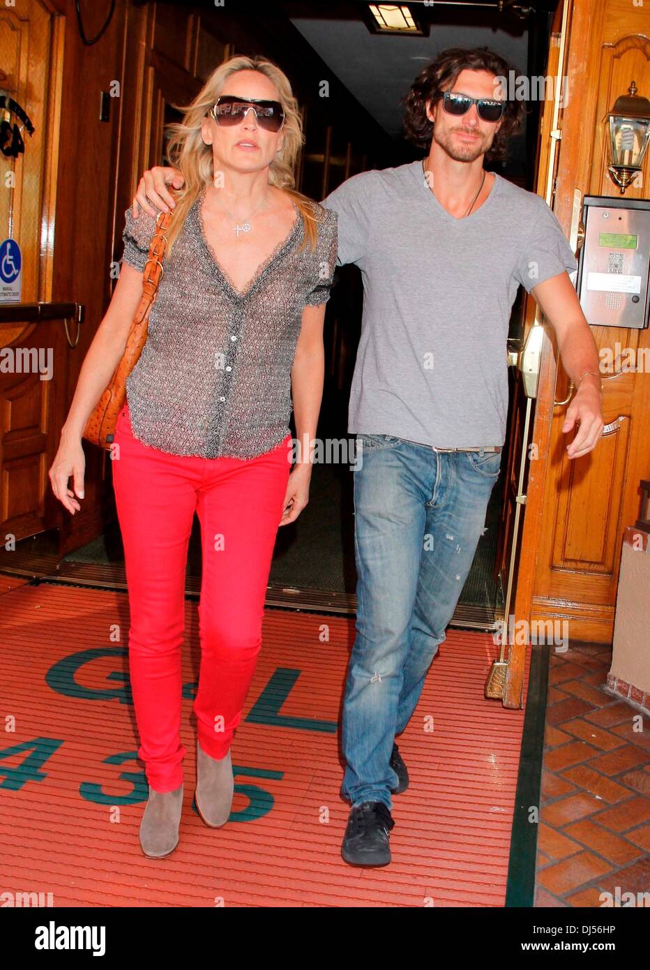 Sharon Stone and her boyfriend Martin Mica leaving a medical building ...