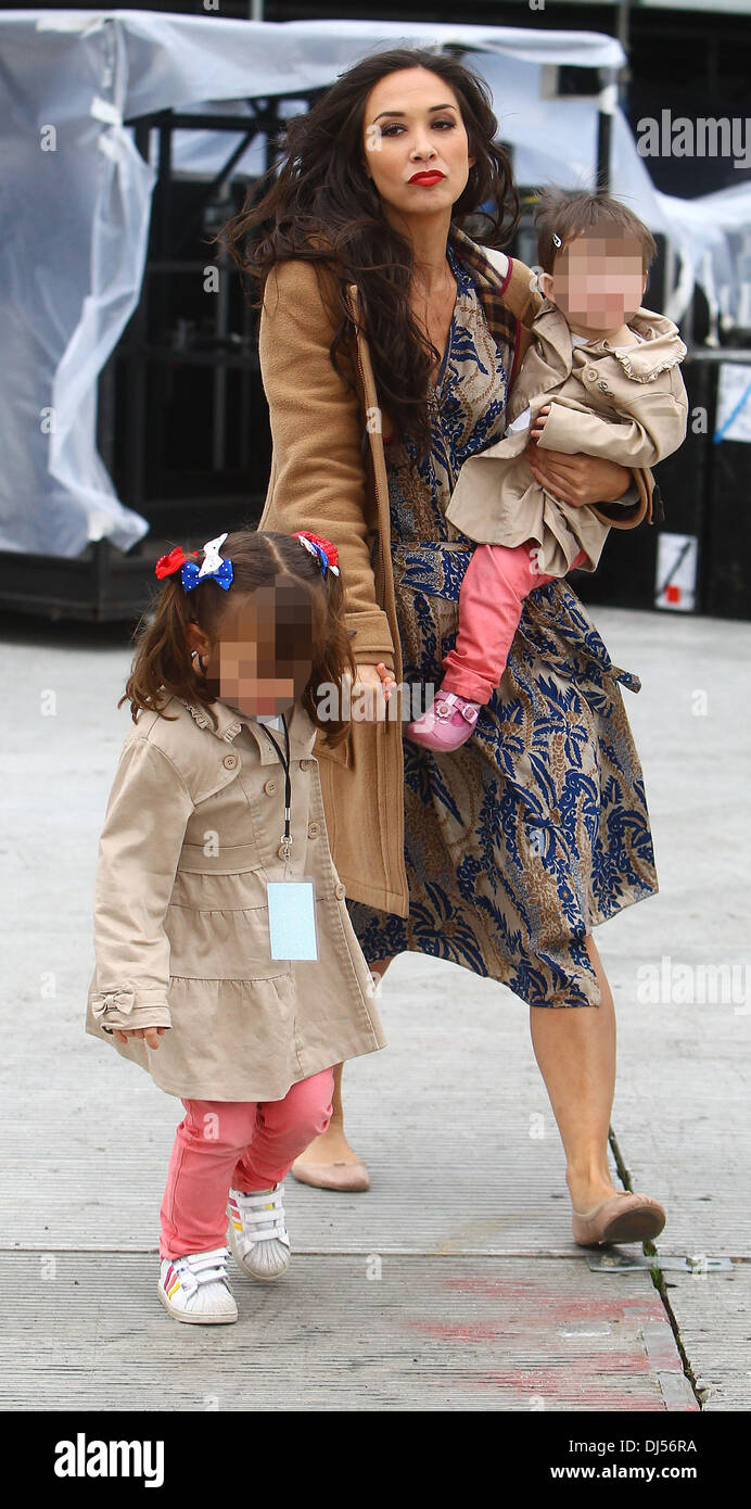 Myleene Klass and her daughters Hero and Ava backstage at the Jubilee ...