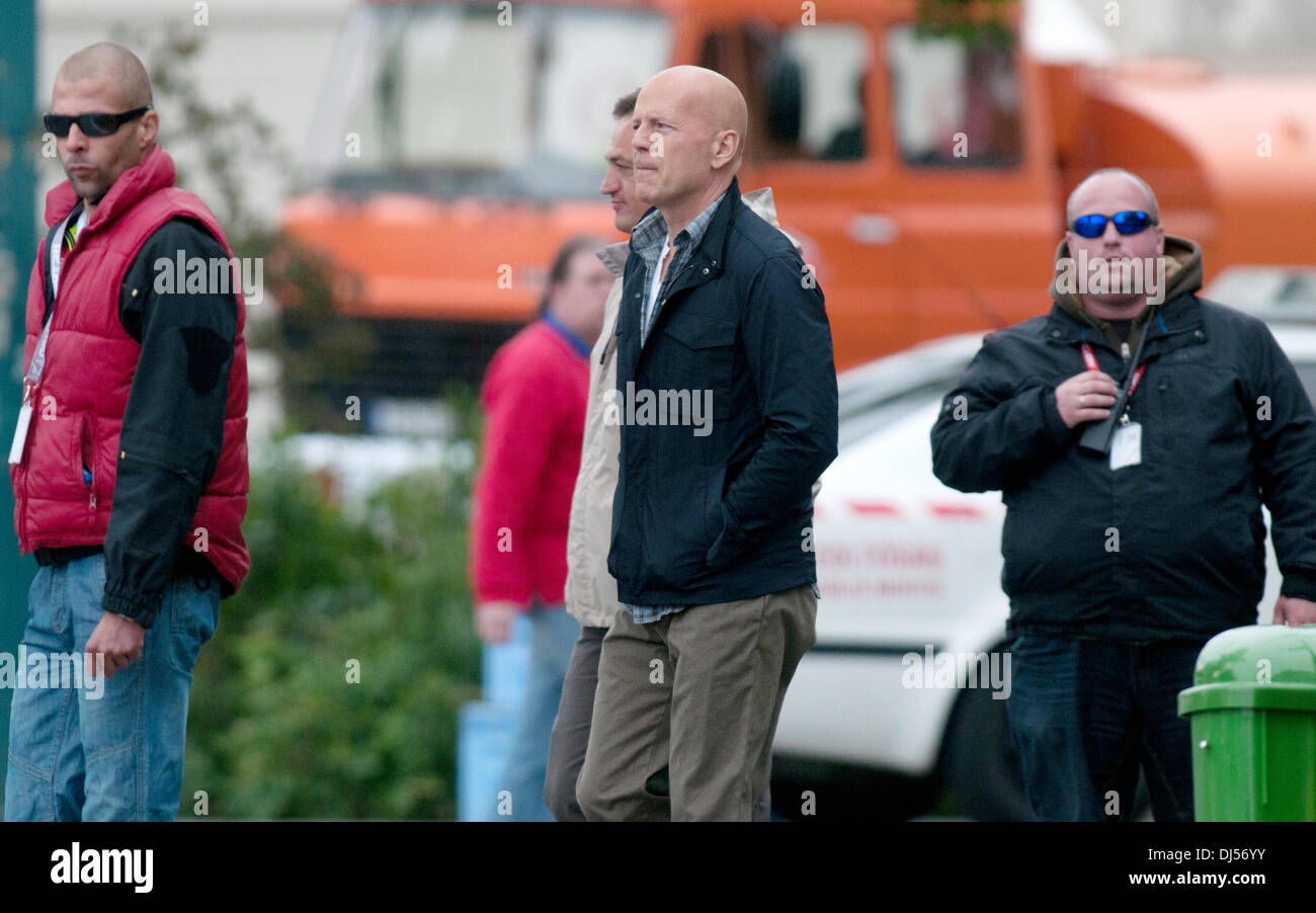 Bruce Willis arrives at the film set of 'A Good Day to Die Hard' in ...