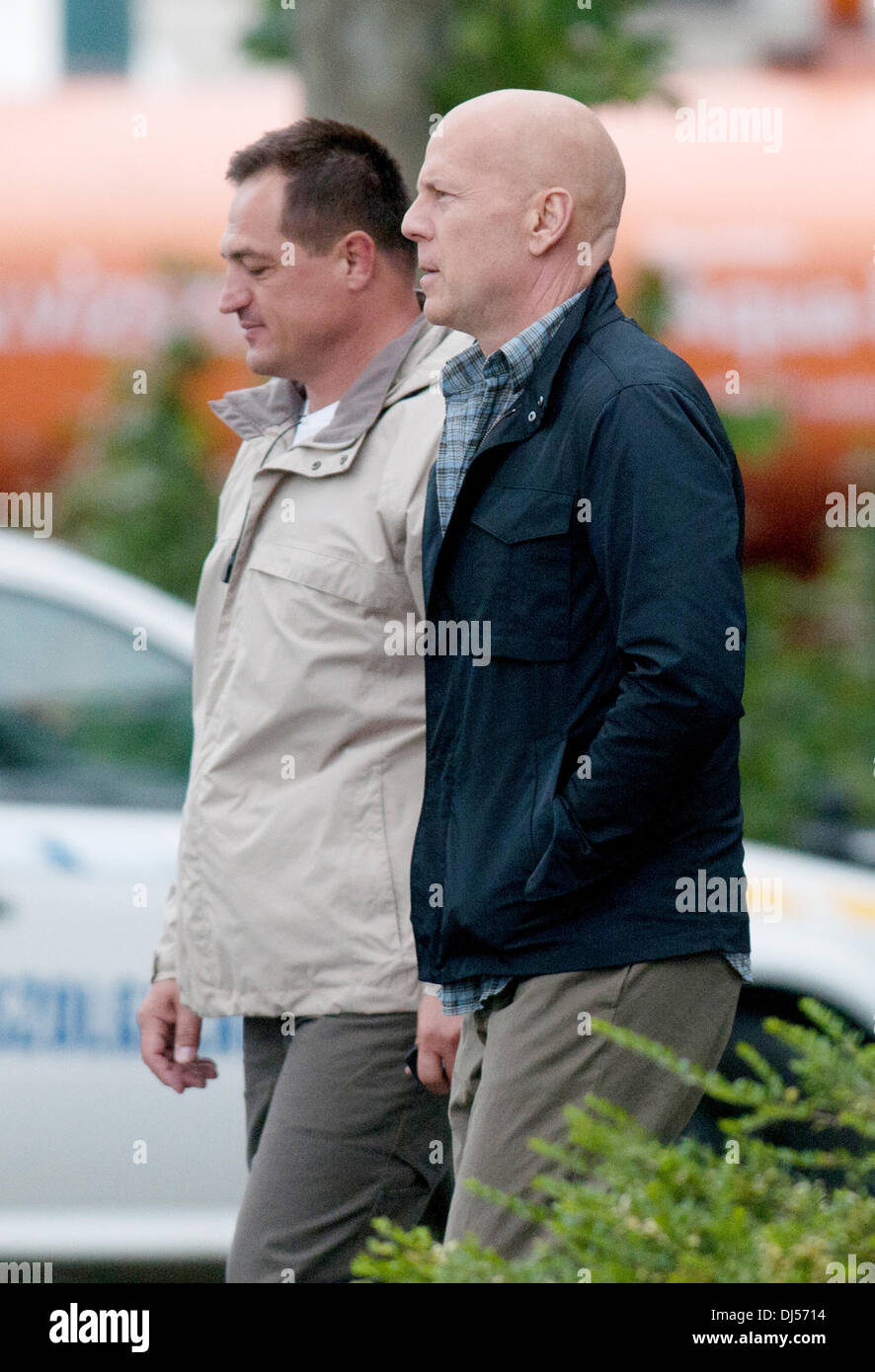 Bruce Willis arrives at the film set of 'A Good Day to Die Hard' in ...