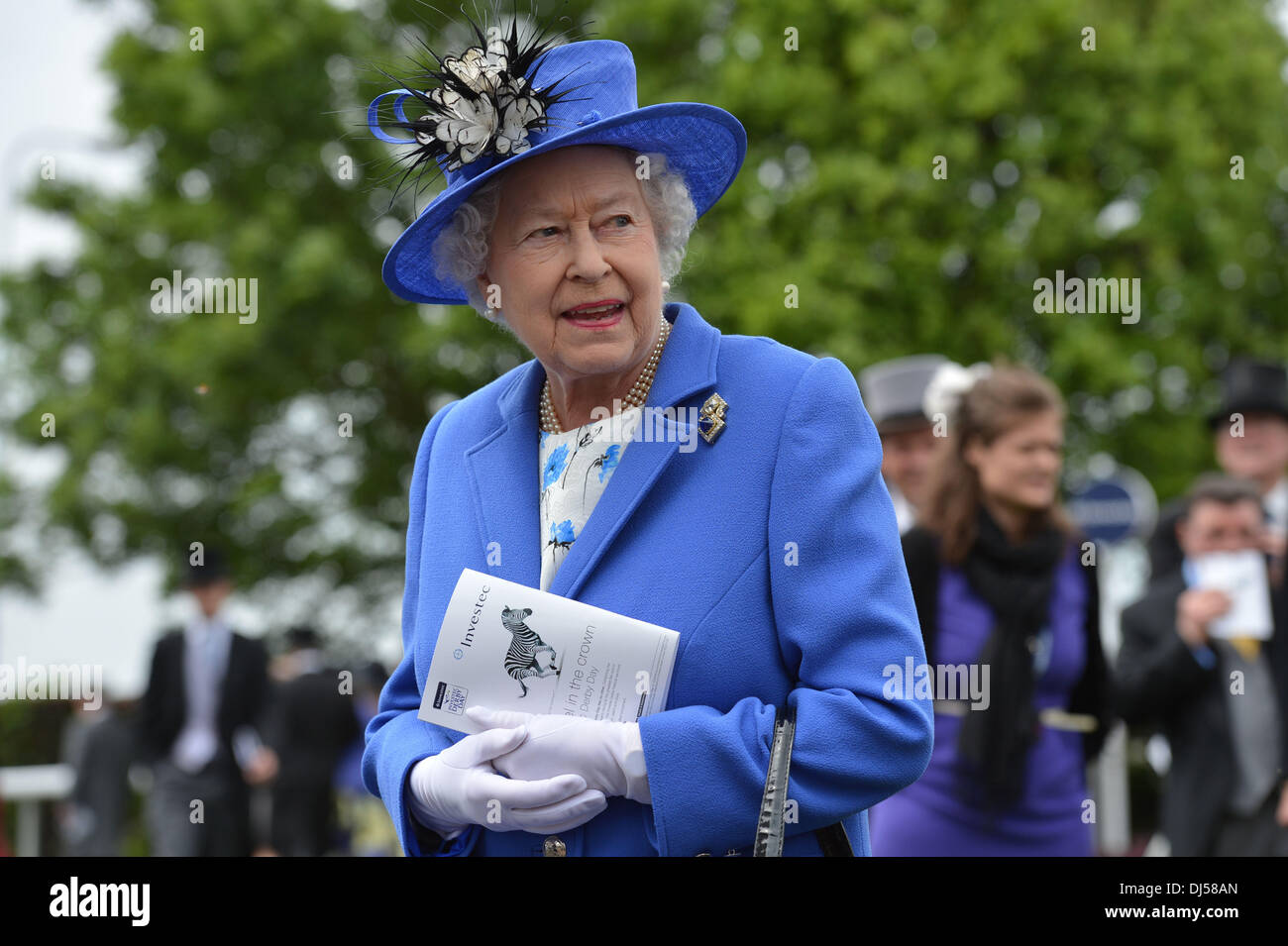 Queen Elizabeth II attends the Epsom Derby, Surrey at the start of her ...