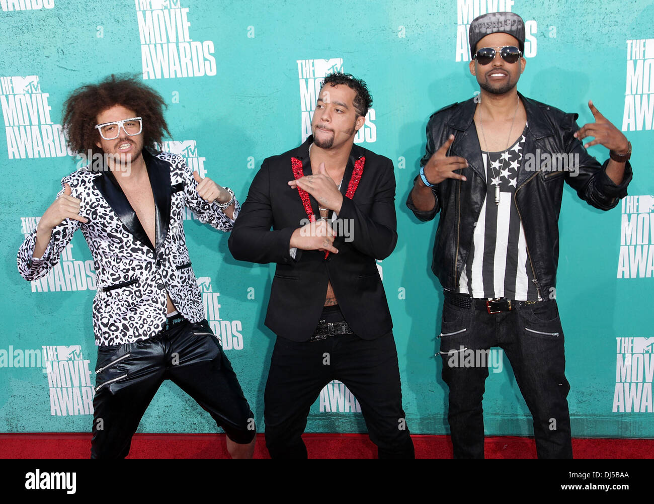 Musicians Red Foo, Sky Blu and Goonrock of LMFAO MTV Movie Awards at ...