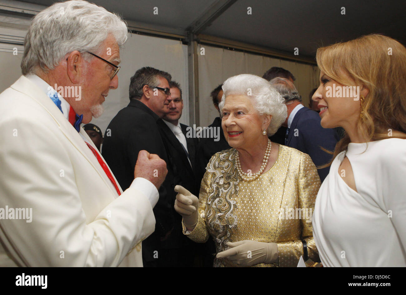 Rolf Harris and Queen Elizabeth II and kylie Minogue Backstage at the ...